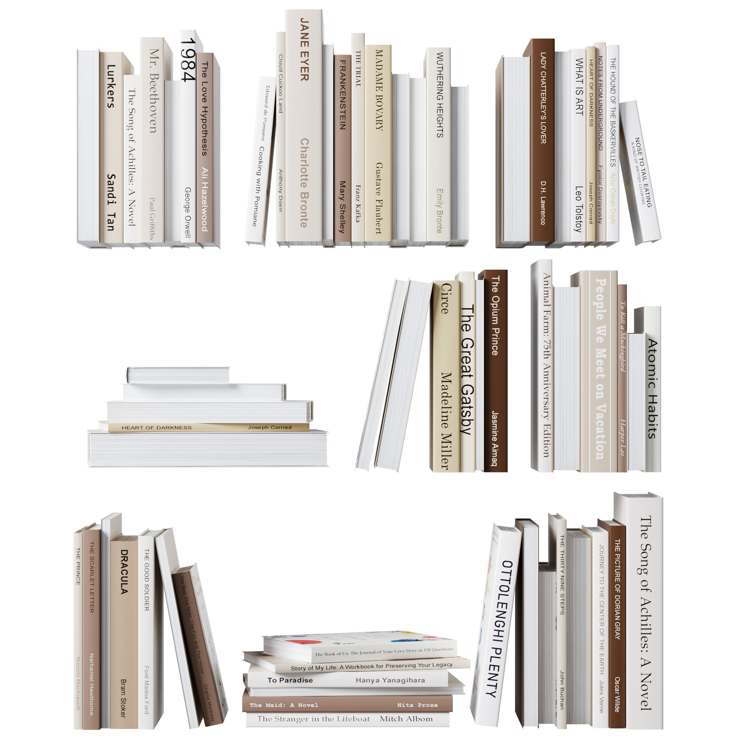 Set of books in beige colors 3D model | CGTrader