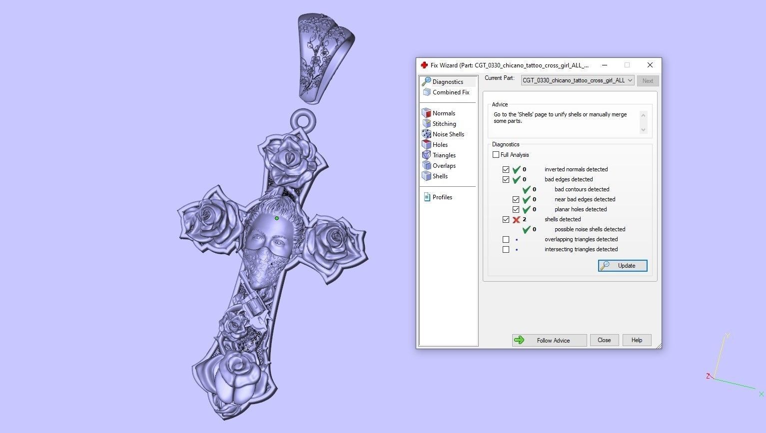 Chicano Tattoo Style Roses Pattern Skull Cross Pendant 3D model 3D ...