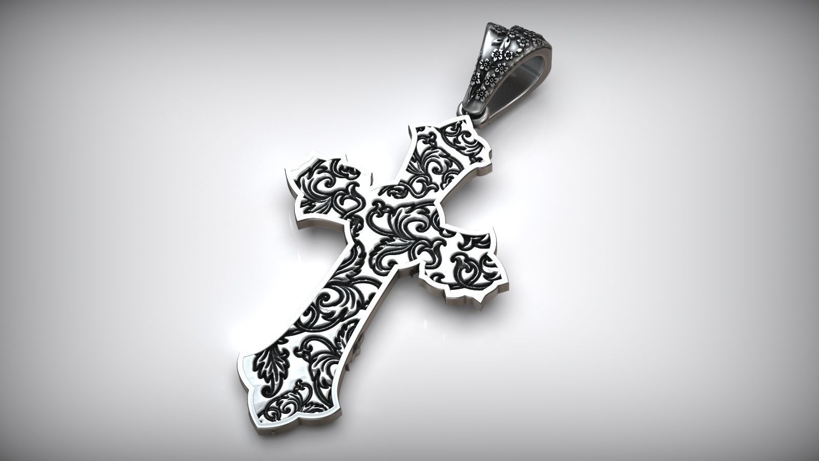 Chicano Tattoo Style Roses Pattern Skull Cross Pendant 3D model 3D ...