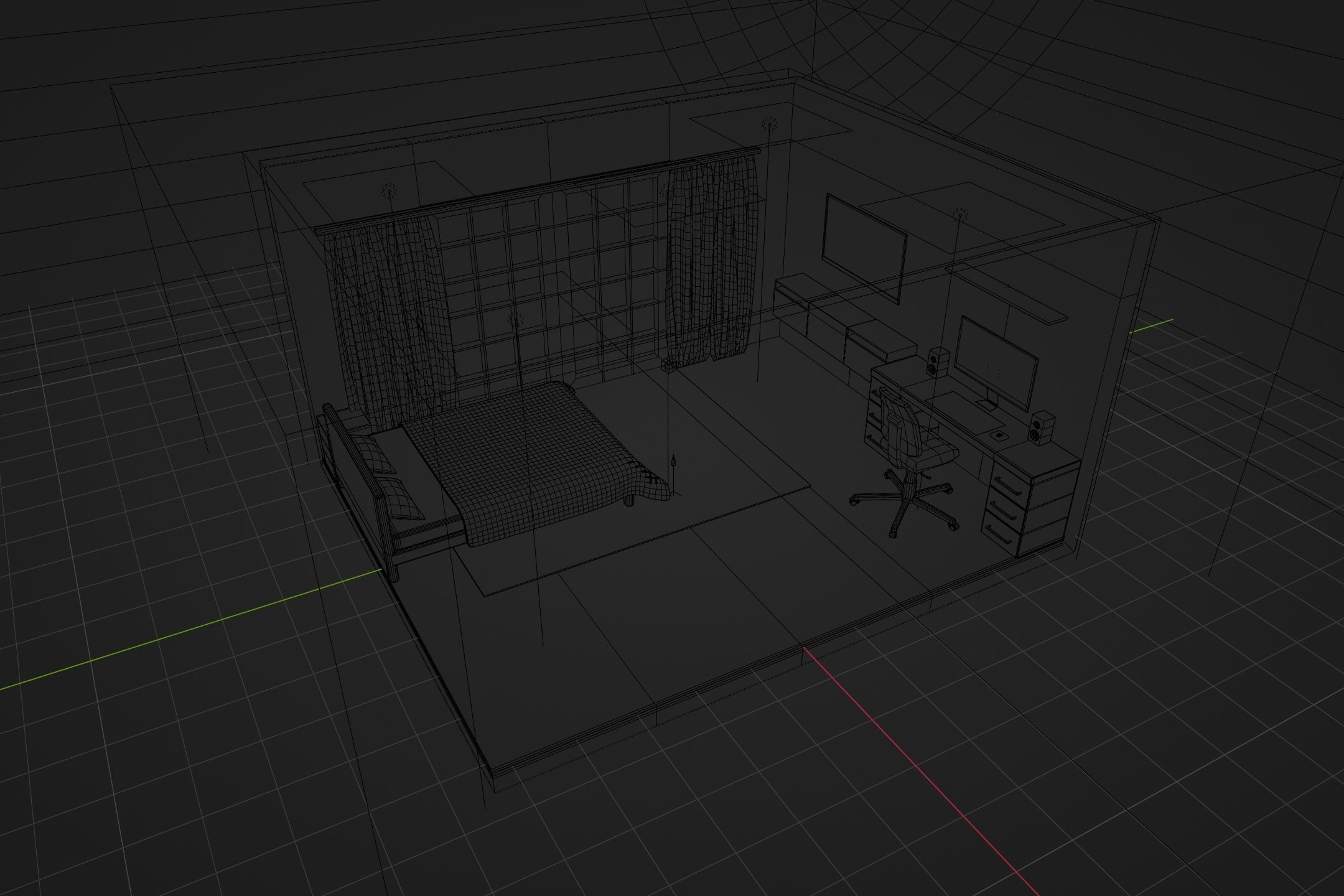Simple Isometric Bedroom free 3D model | CGTrader