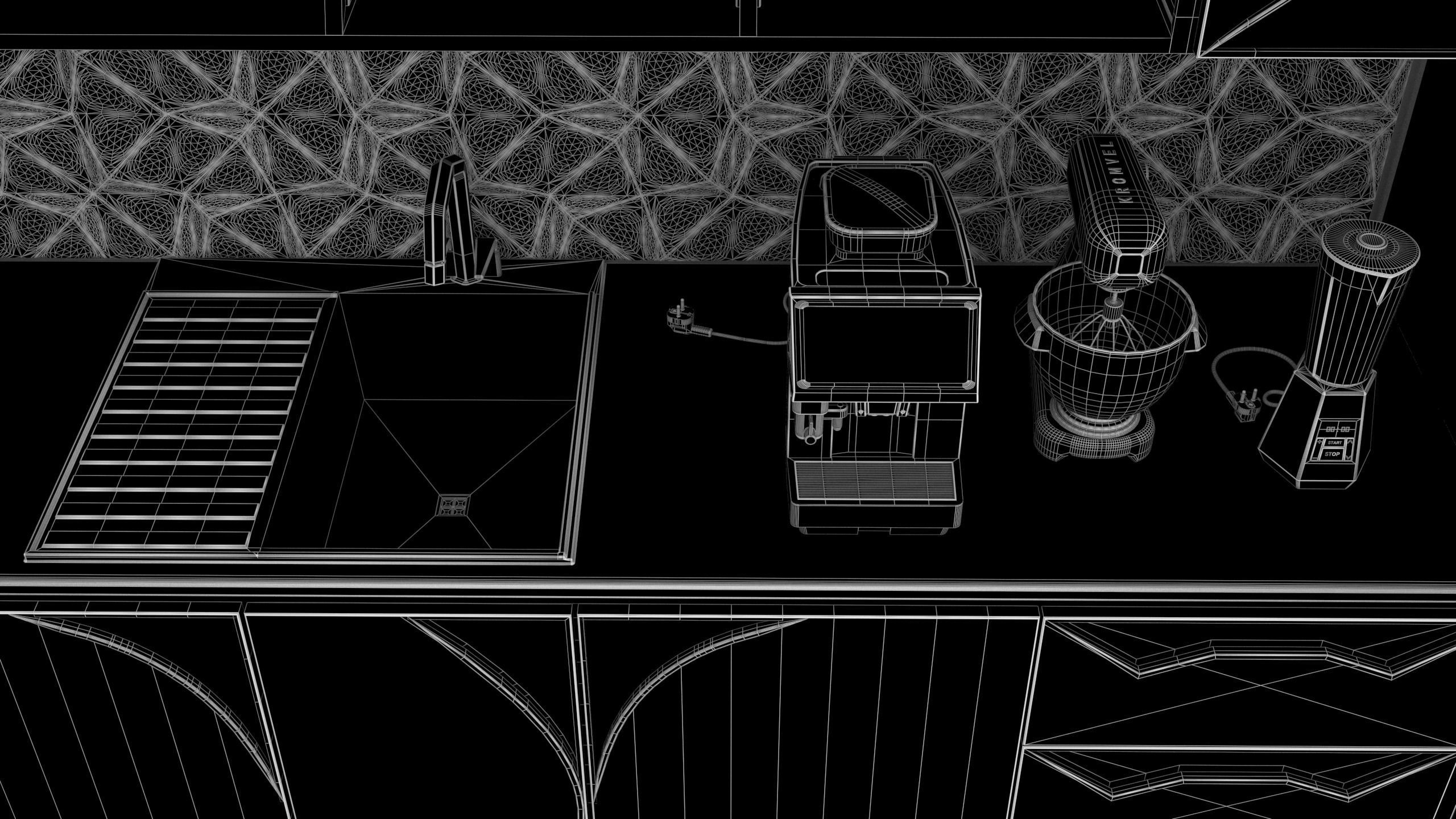 3D model A set of kitchen equipment with furniture for small kitchens ...