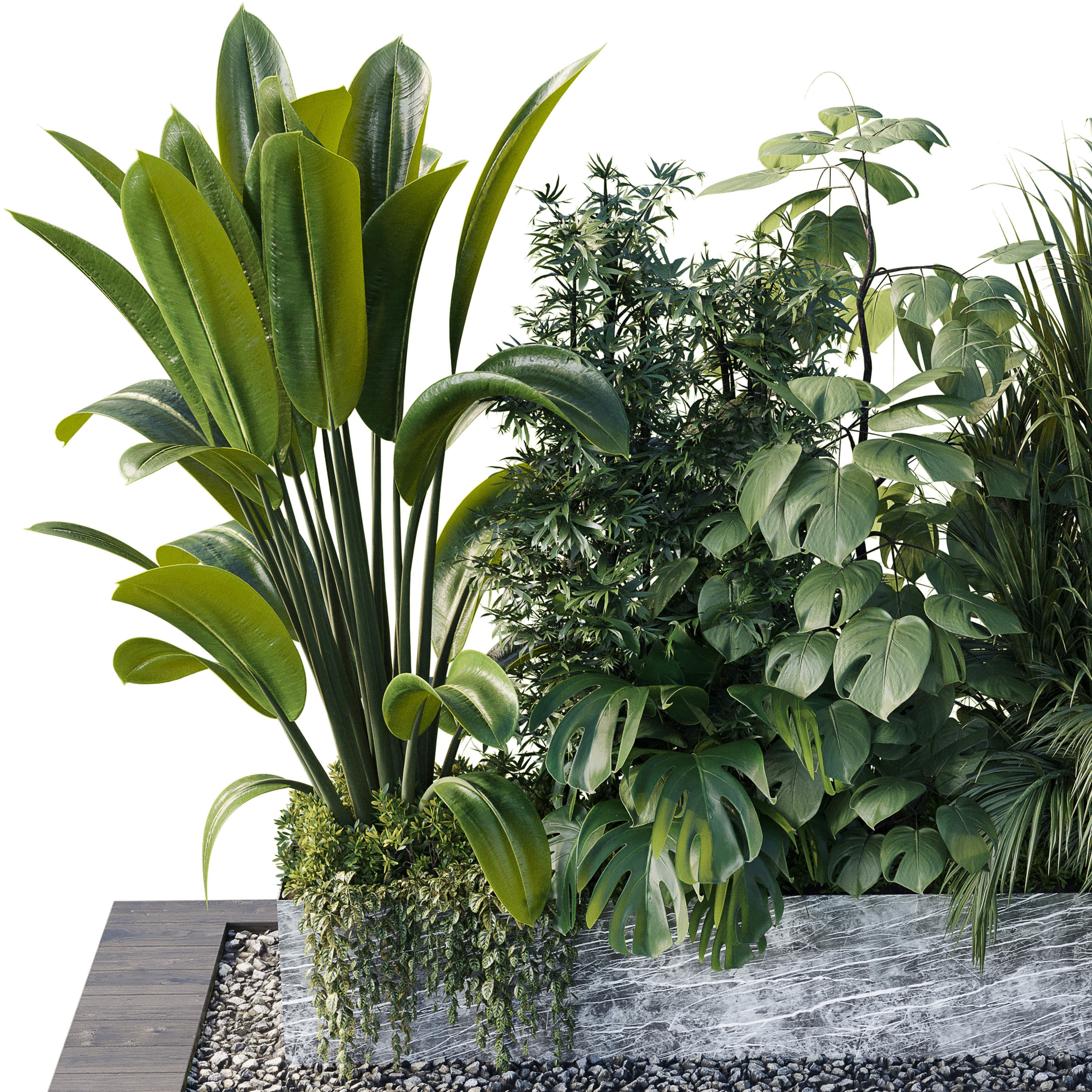 3D model Outdoor plant box- Trees and shrubs in pot Set 145 VR / AR ...