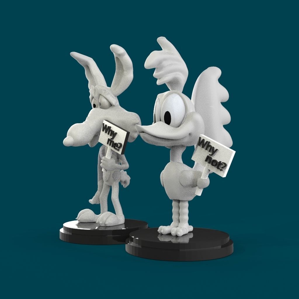 Wile Coyote and Road Runner 3D model 3D printable | CGTrader