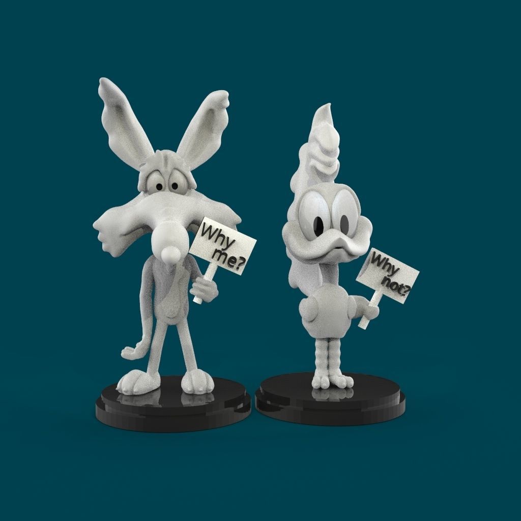 Wile Coyote and Road Runner 3D model 3D printable | CGTrader