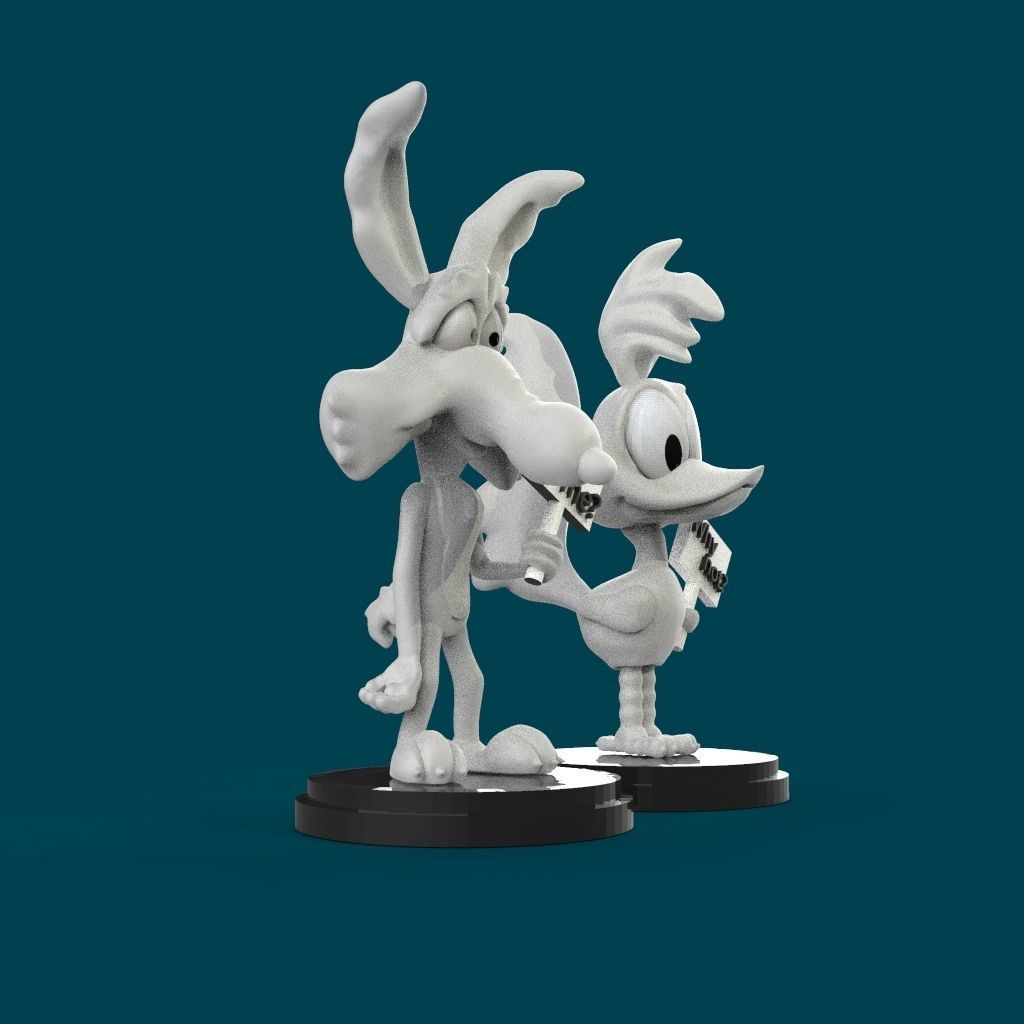 Wile Coyote and Road Runner 3D model 3D printable | CGTrader
