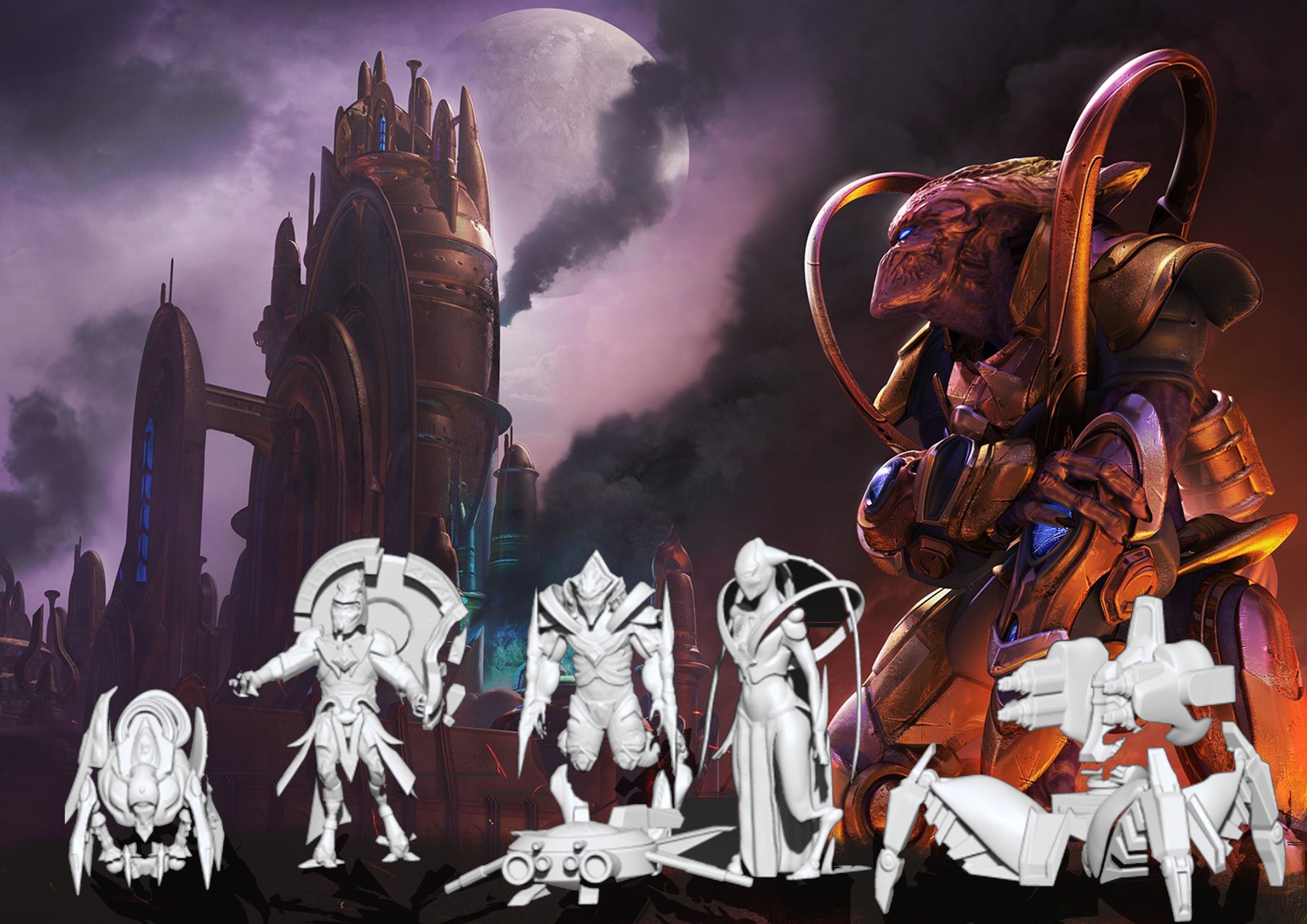 Chess set as protoss inspired from StarCraft 3D model 3D printable ...