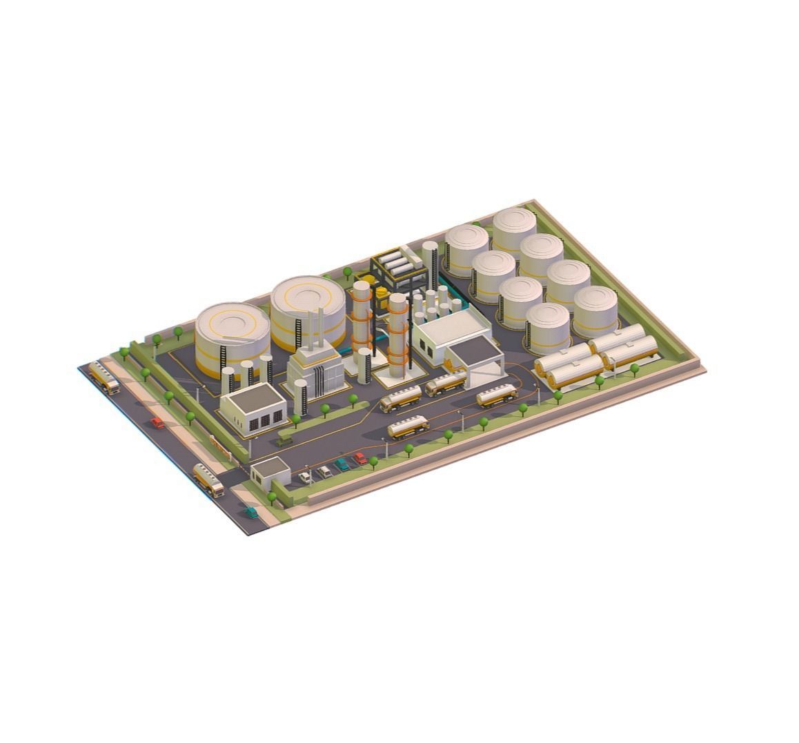 3D model Isometric Oil Processing Plant Complex Crude VR / AR / low ...