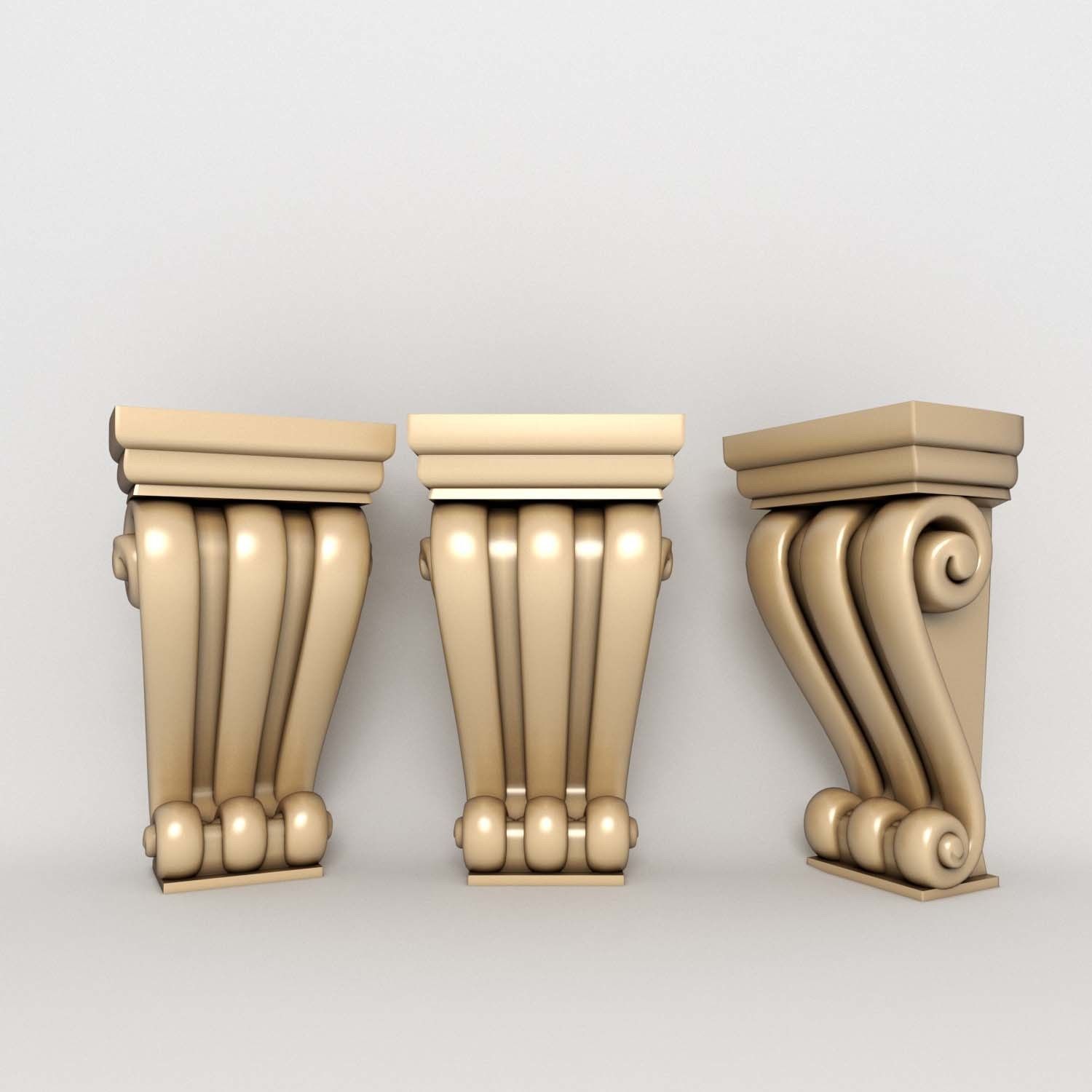 column-bracket ornate gold vase 3D model | CGTrader