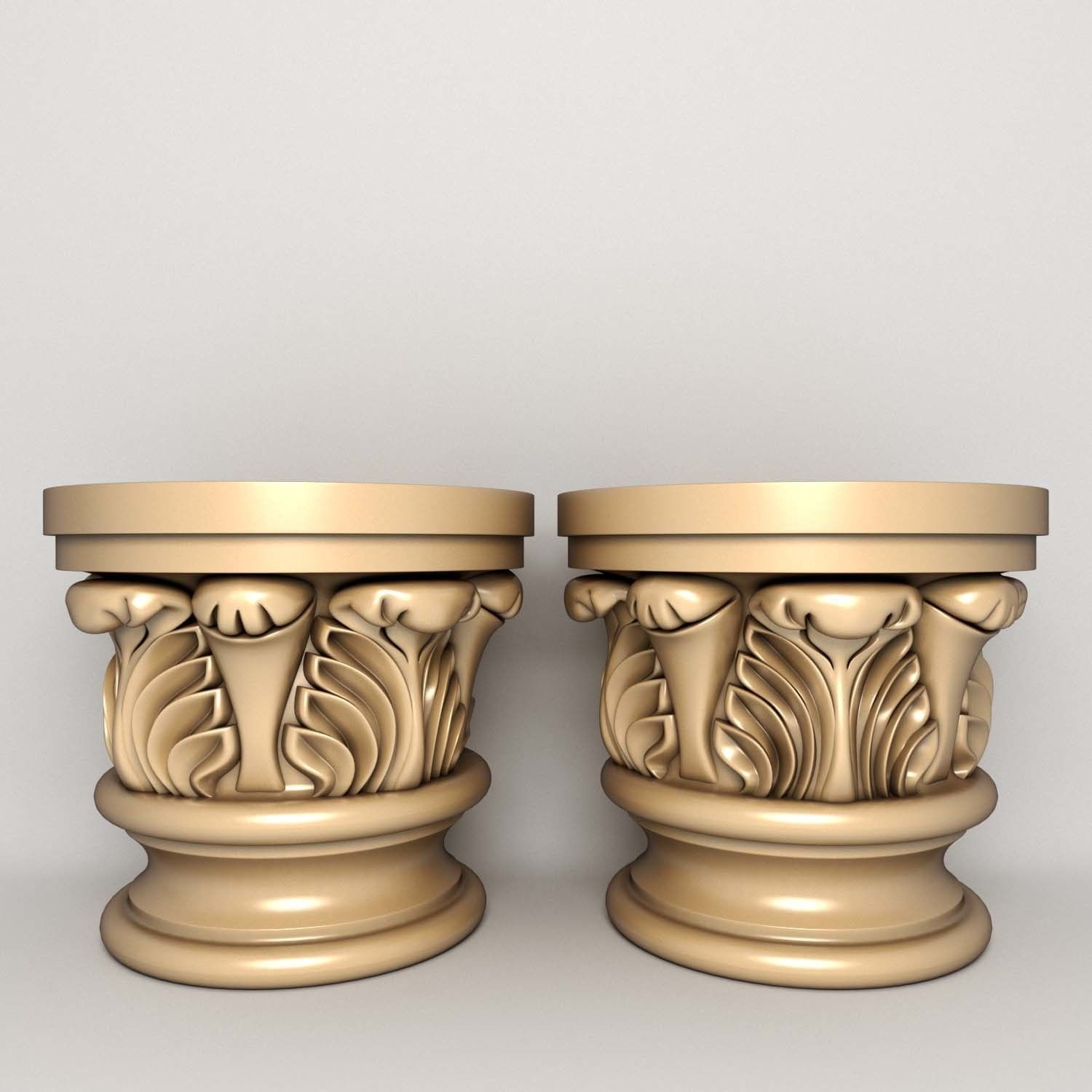 column-bracket ornate gold vase 3D model | CGTrader