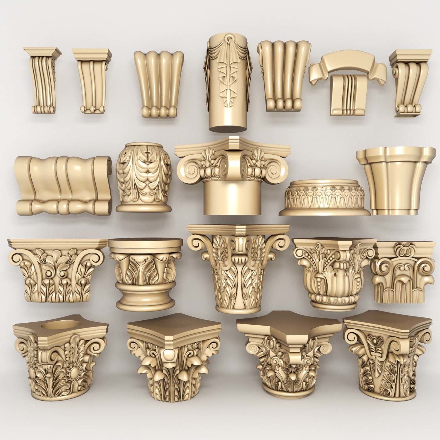 column-bracket ornate gold vase 3D model | CGTrader