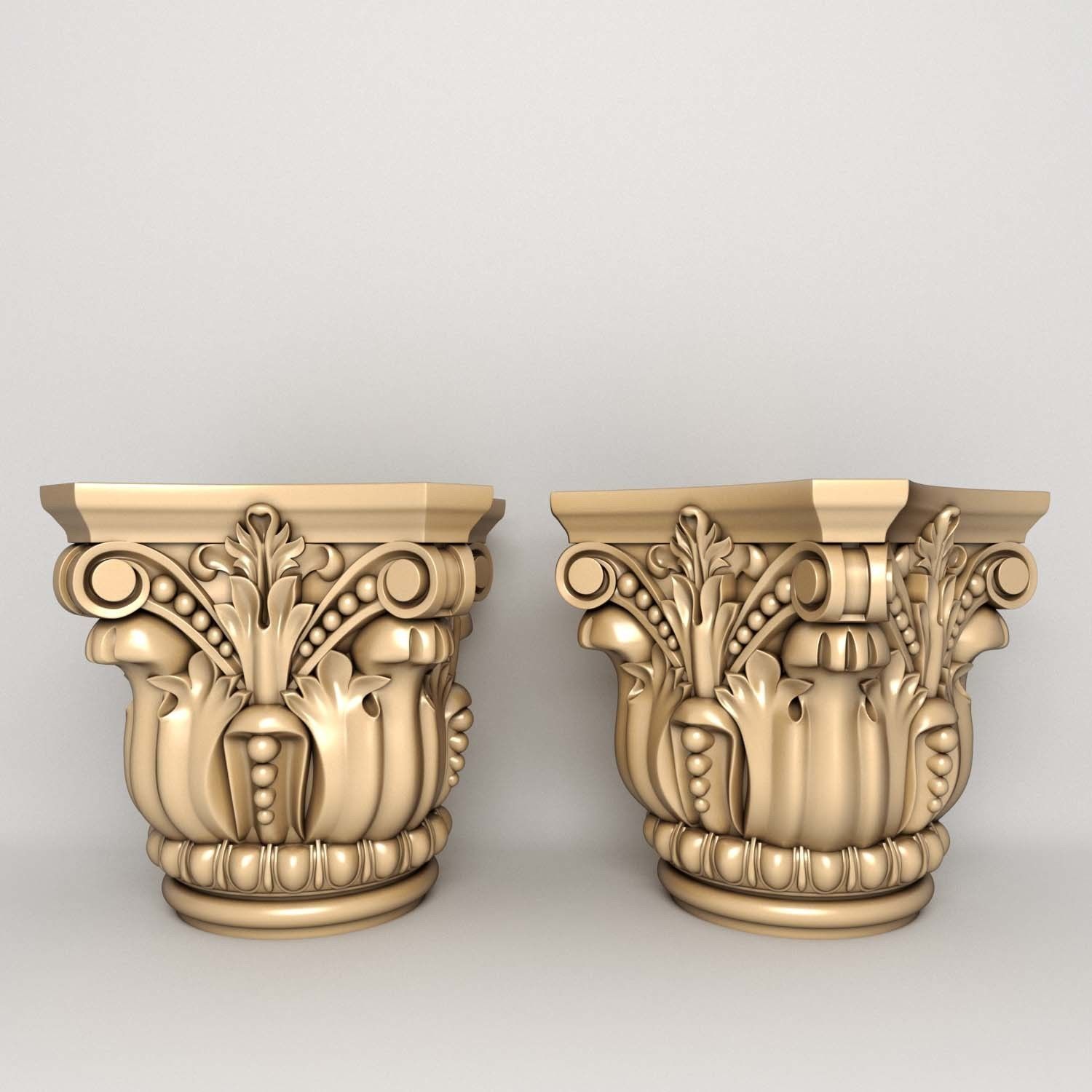 column-bracket ornate gold vase 3D model | CGTrader