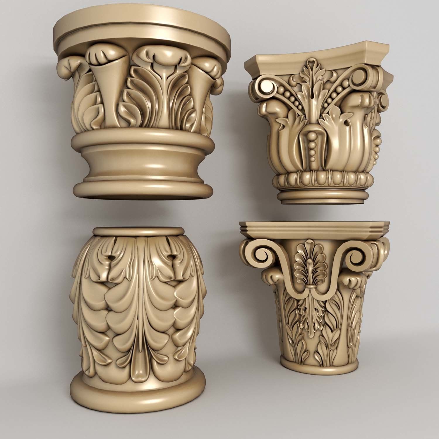 column-bracket ornate gold vase 3D model | CGTrader