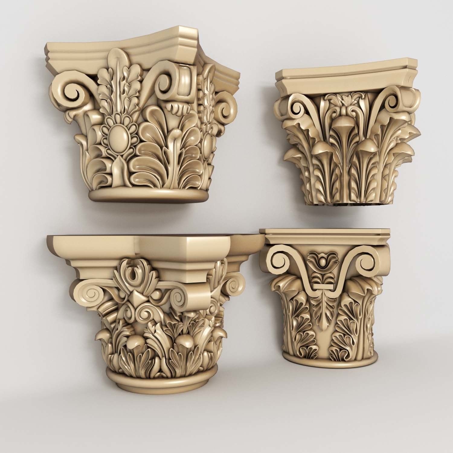 column-bracket ornate gold vase 3D model | CGTrader