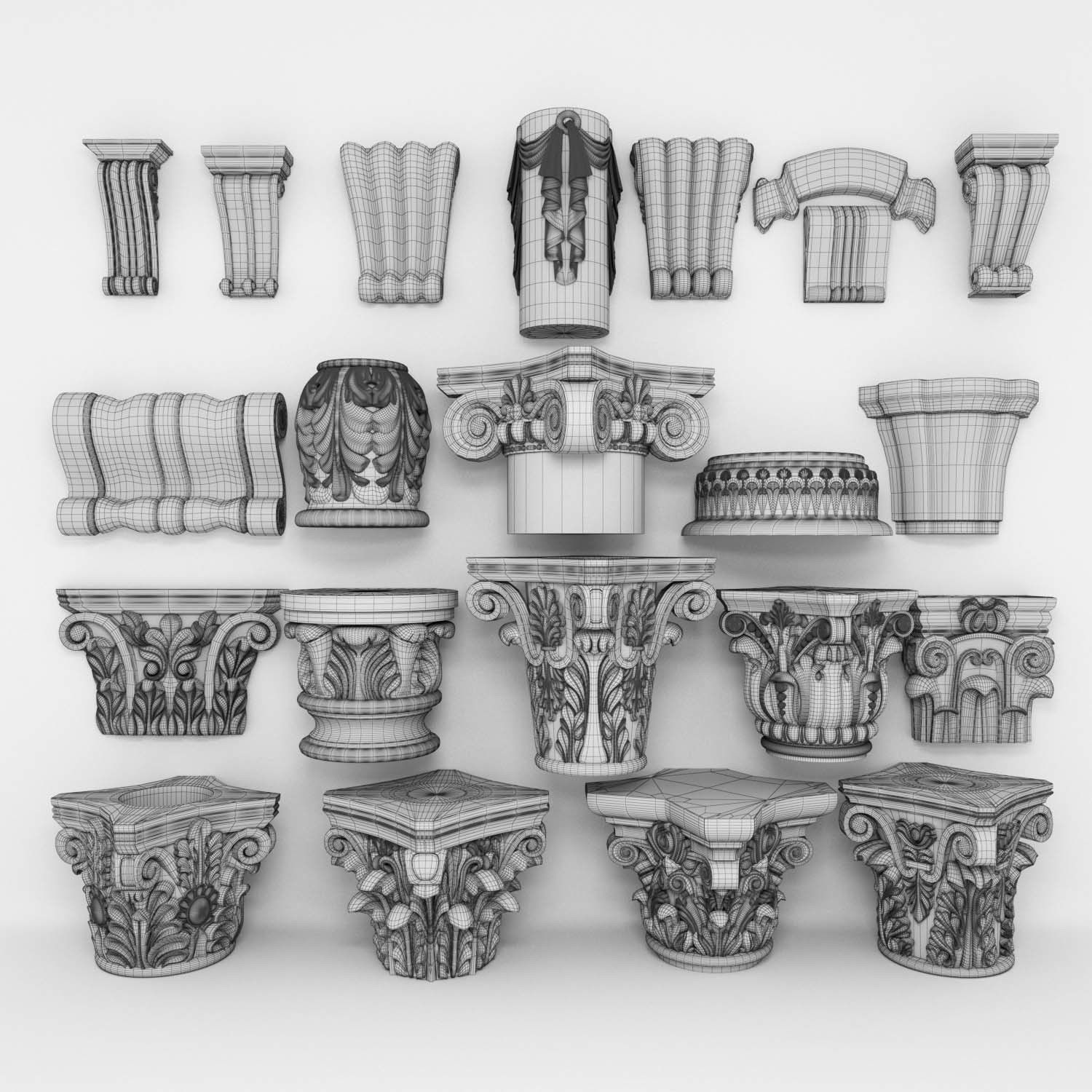 column-bracket ornate gold vase 3D model | CGTrader