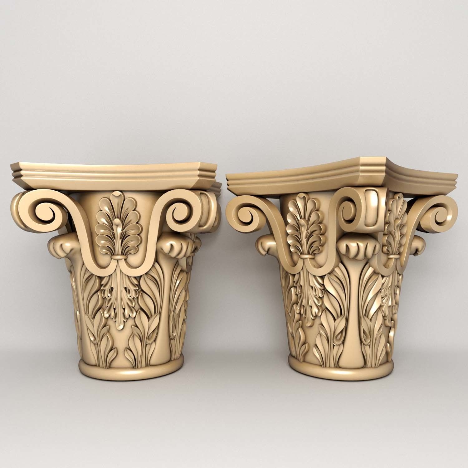 column-bracket ornate gold vase 3D model | CGTrader