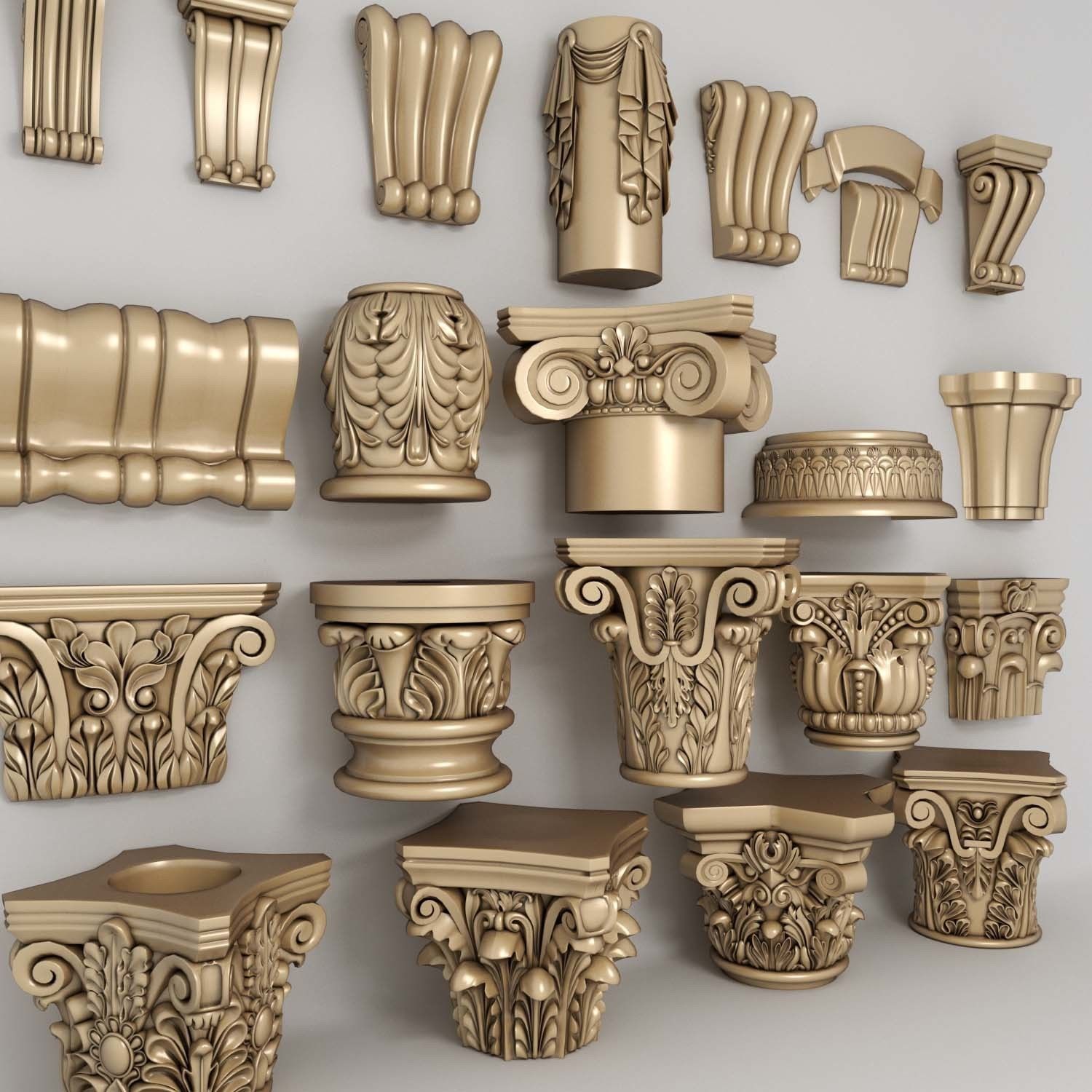 column-bracket ornate gold vase 3D model | CGTrader