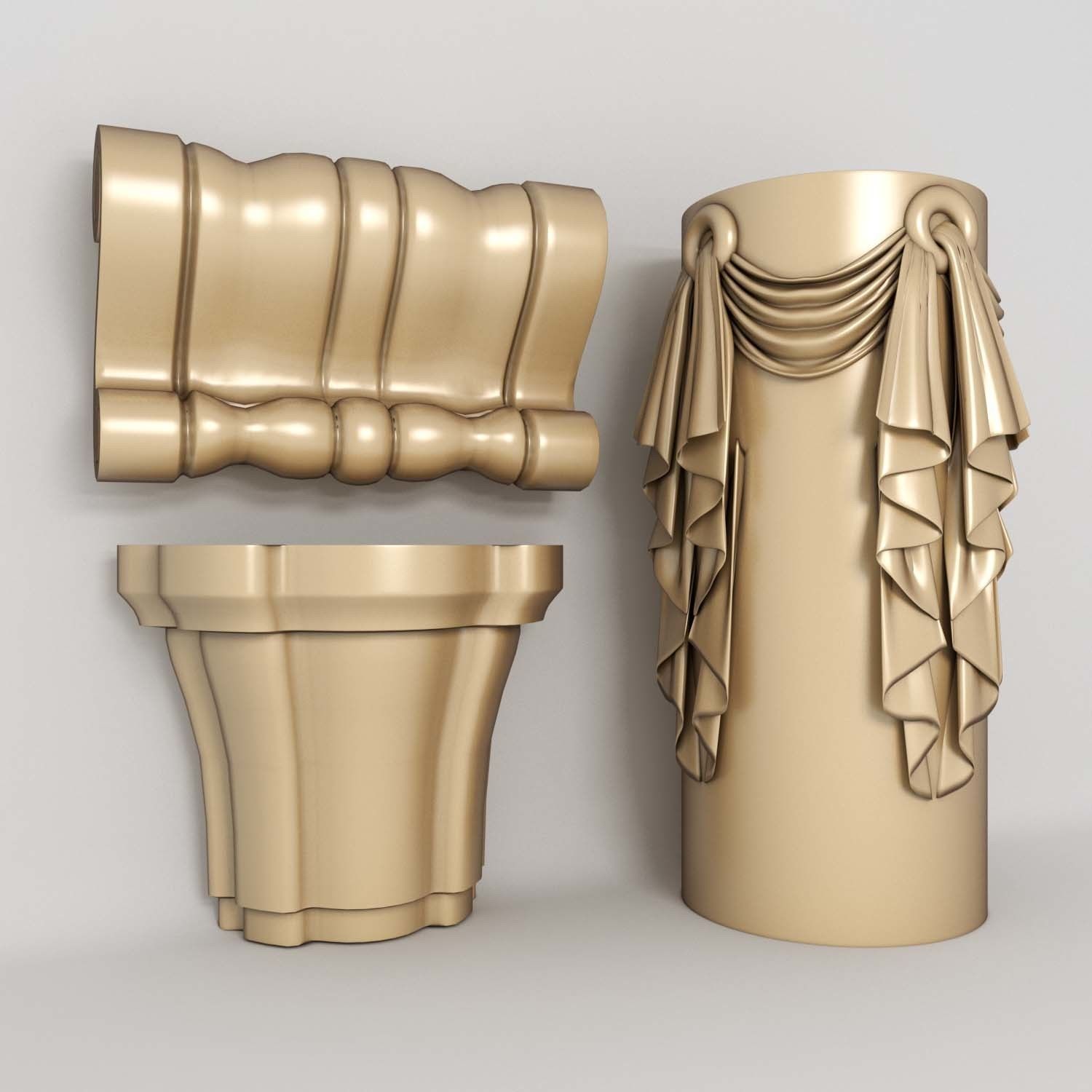 column-bracket ornate gold vase 3D model | CGTrader