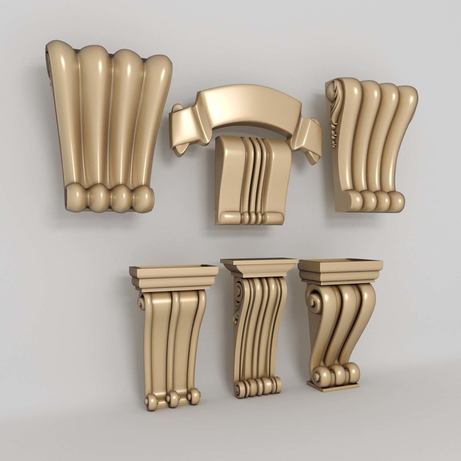 column-bracket ornate gold vase 3D model | CGTrader