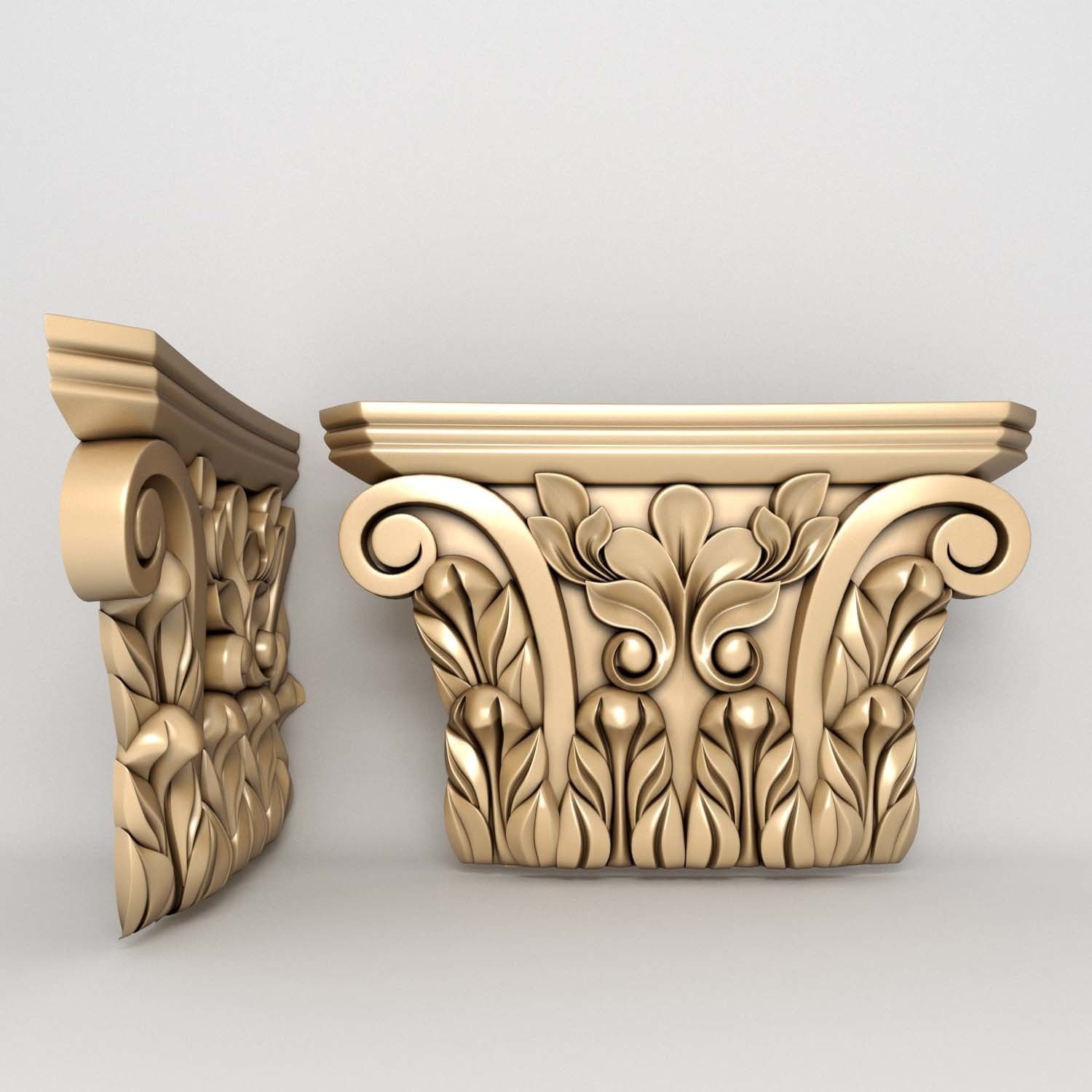 column-bracket ornate gold vase 3D model | CGTrader