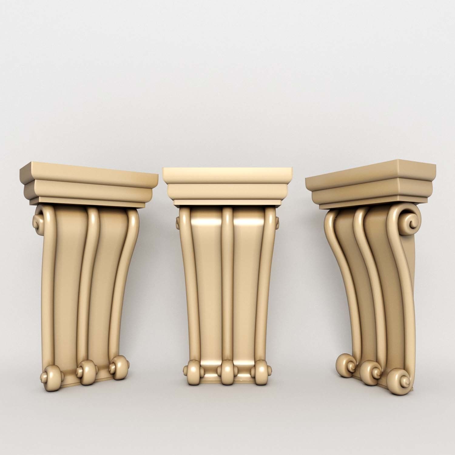 column-bracket ornate gold vase 3D model | CGTrader