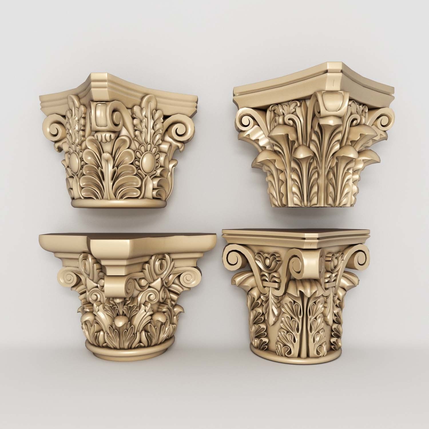 column-bracket ornate gold vase 3D model | CGTrader
