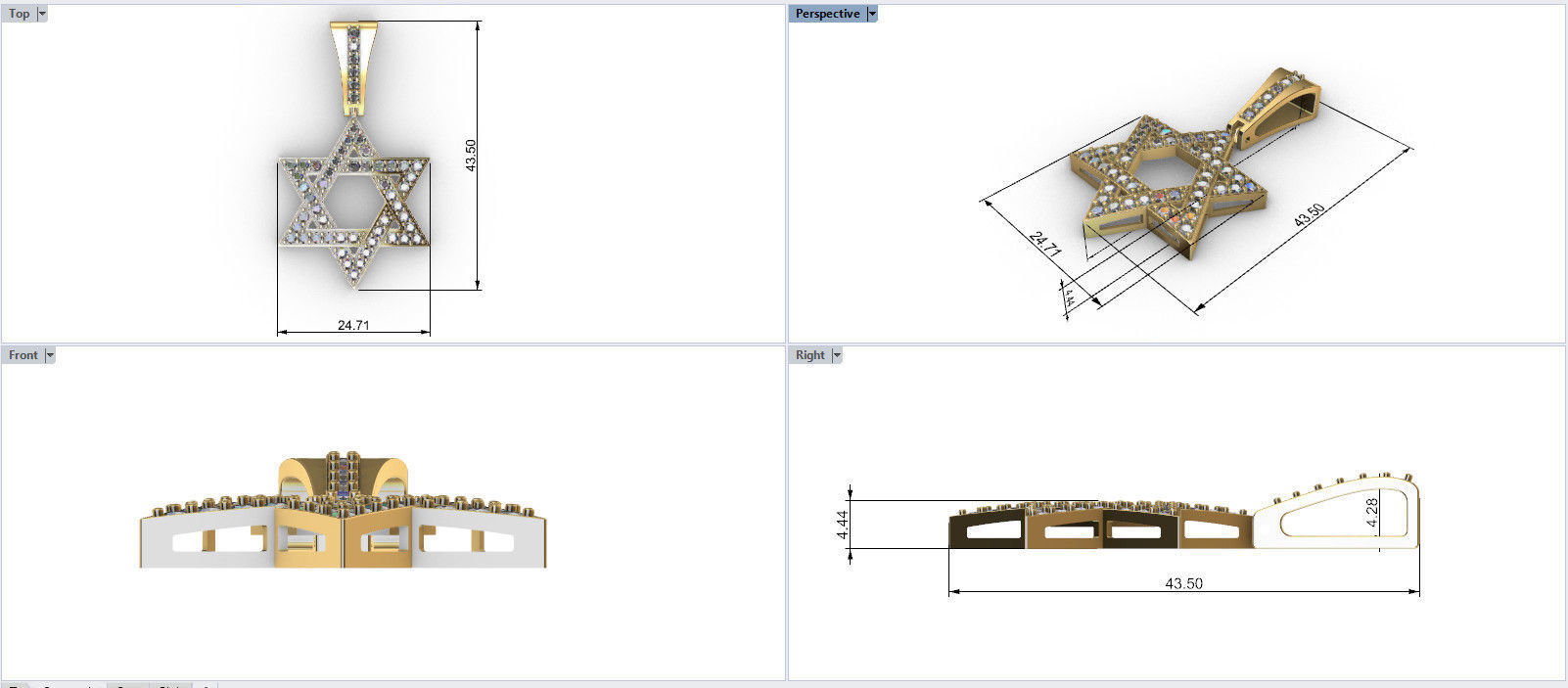 Diamond Star of David 3D model 3D printable | CGTrader