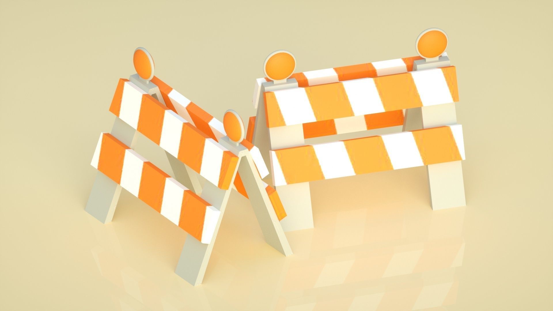 roadblock warning sign highway roadblock 3D model | CGTrader