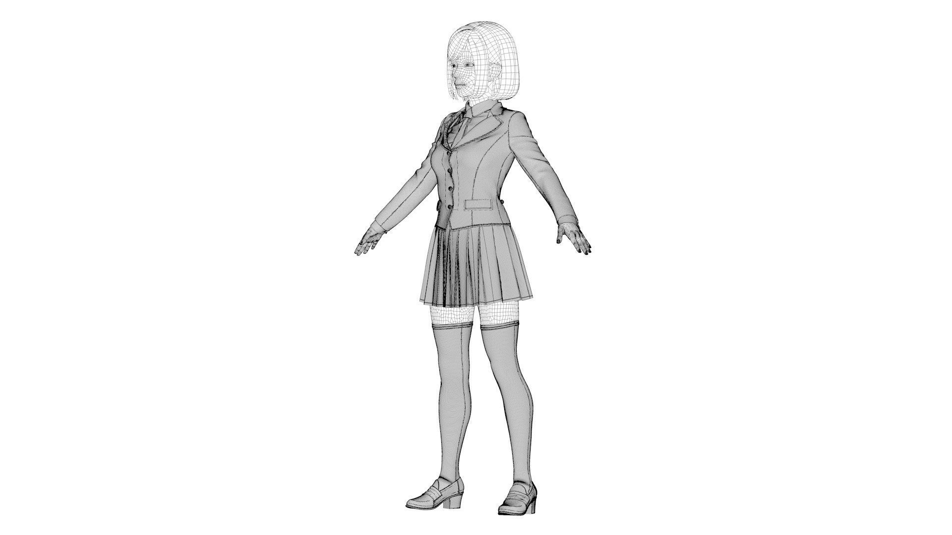 jk girl high school girl cool girl 3D model | CGTrader