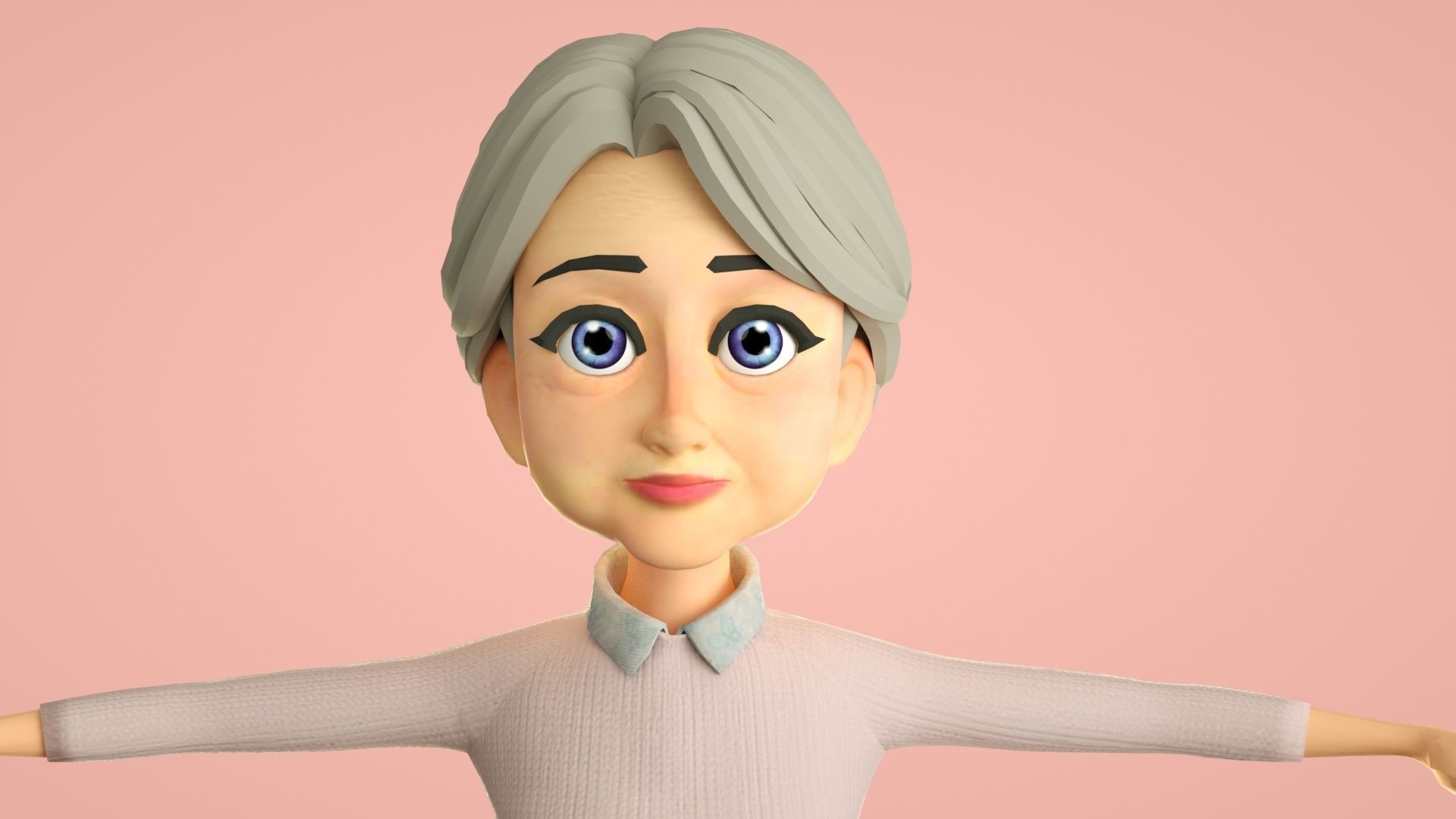 cartoon old lady old granny aunt aunt old man mother grandma 3D model ...