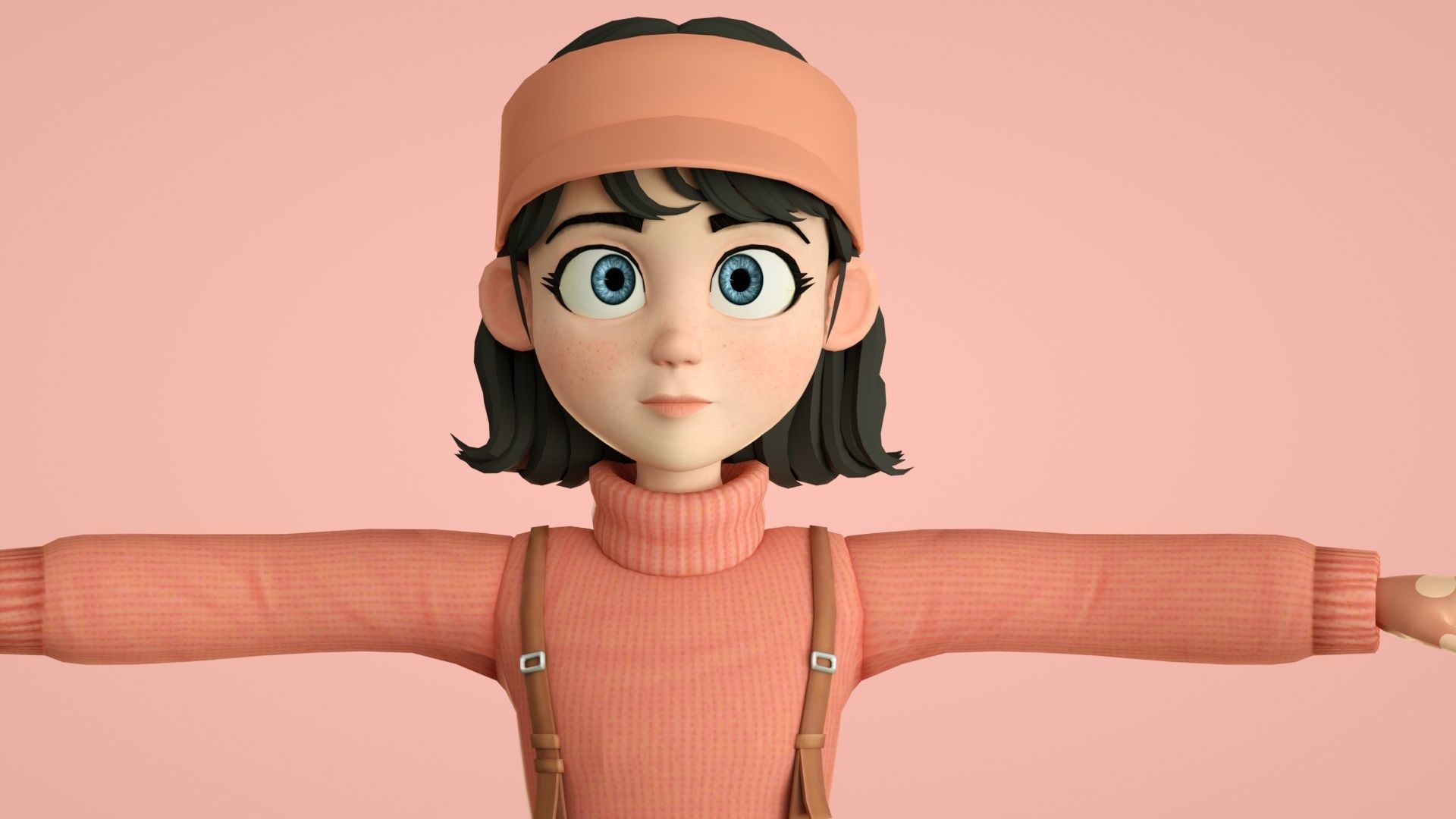 cartoon girl little girl little girl student 3D model | CGTrader