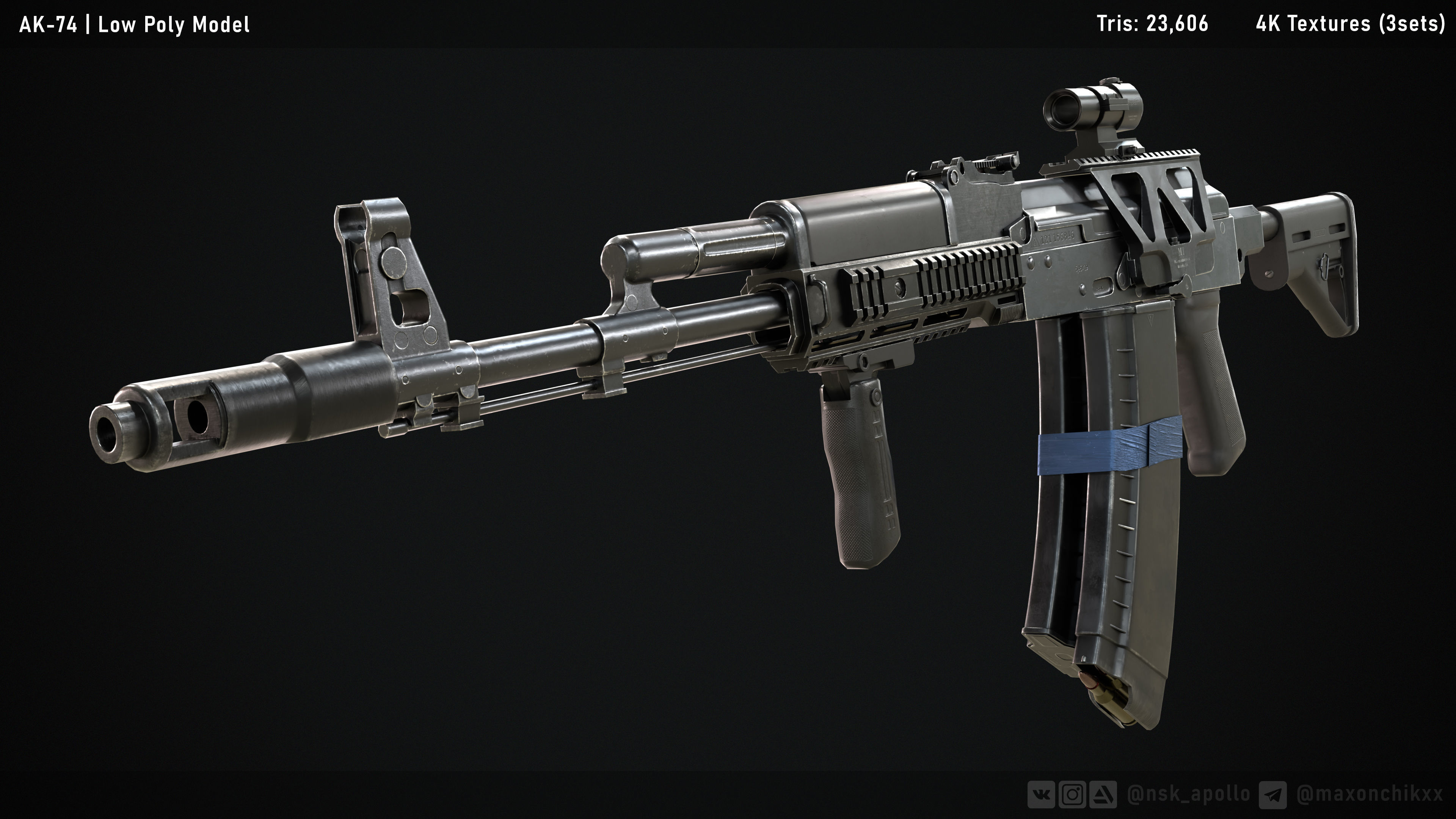 3D model Gameready AK-74 rifle VR / AR / low-poly | CGTrader