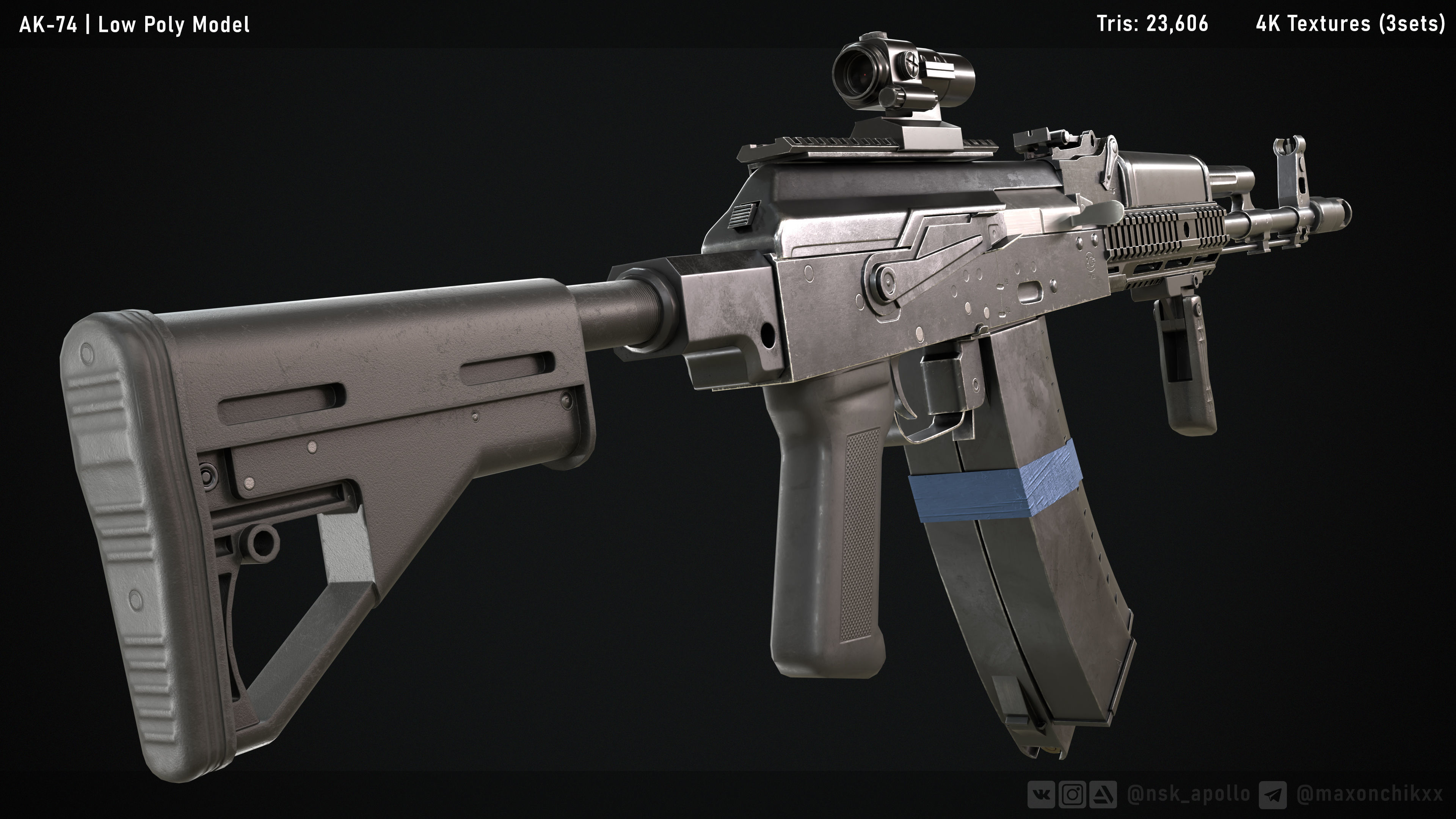 3D model Gameready AK-74 rifle VR / AR / low-poly | CGTrader