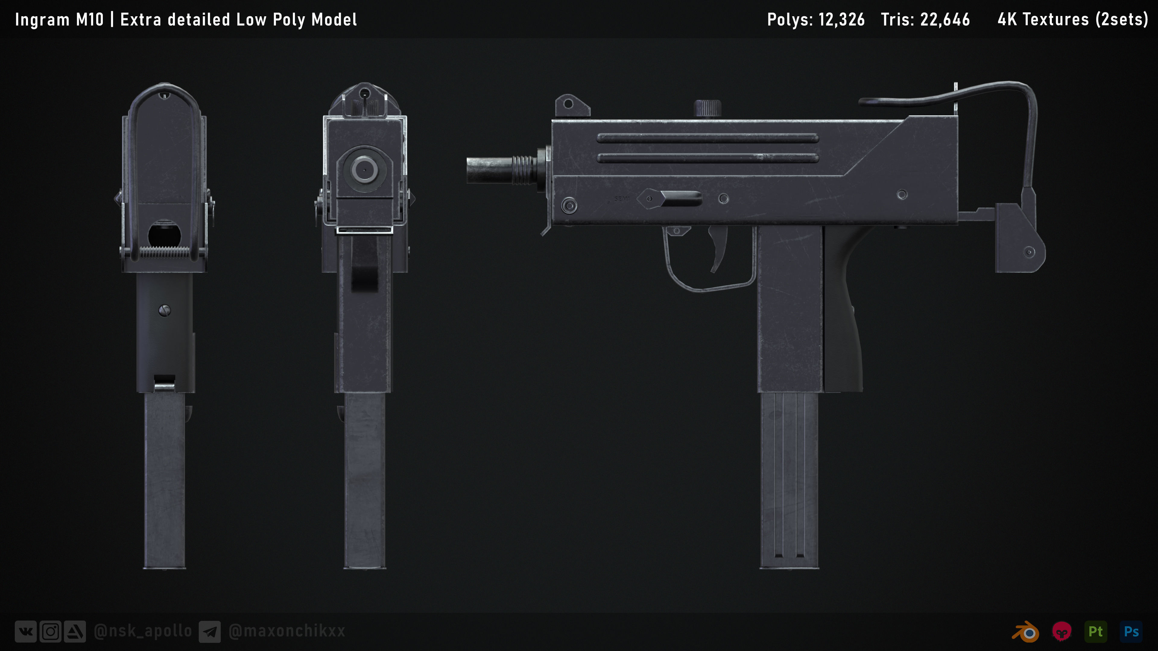 3D model Low-poly Ingram Mac10 VR / AR / low-poly | CGTrader