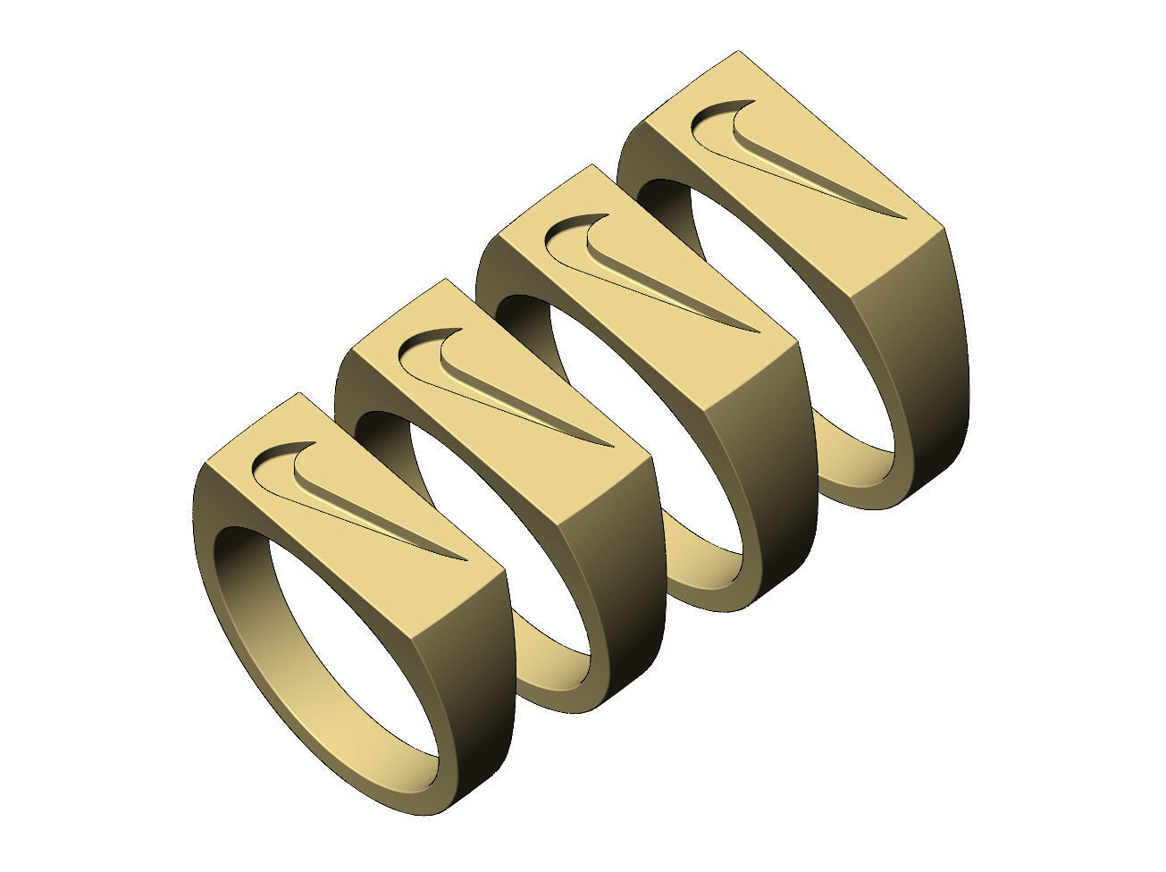 Rectangular Nike engraving signet US sizes 6to9 3D model 3D printable ...