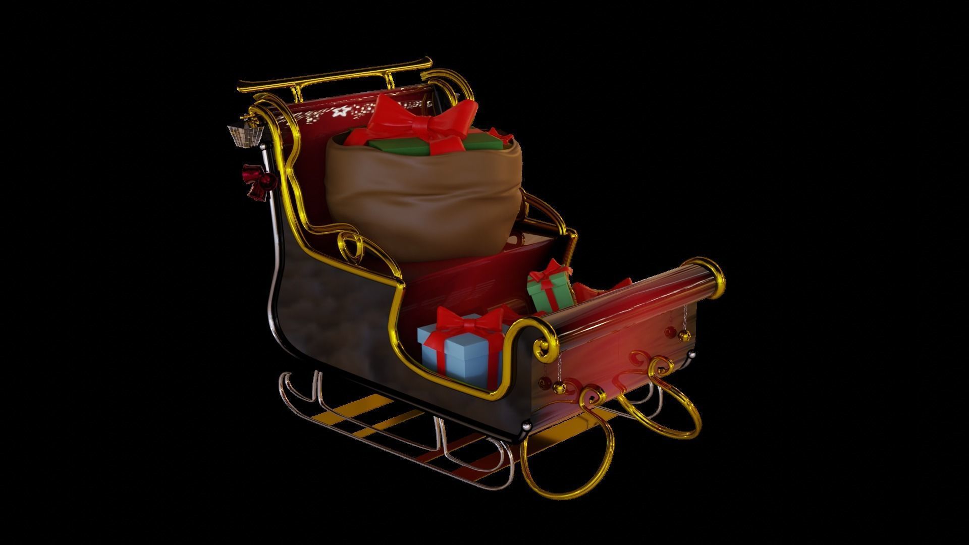 Santa Claus Sleigh Sledge 3D model | CGTrader