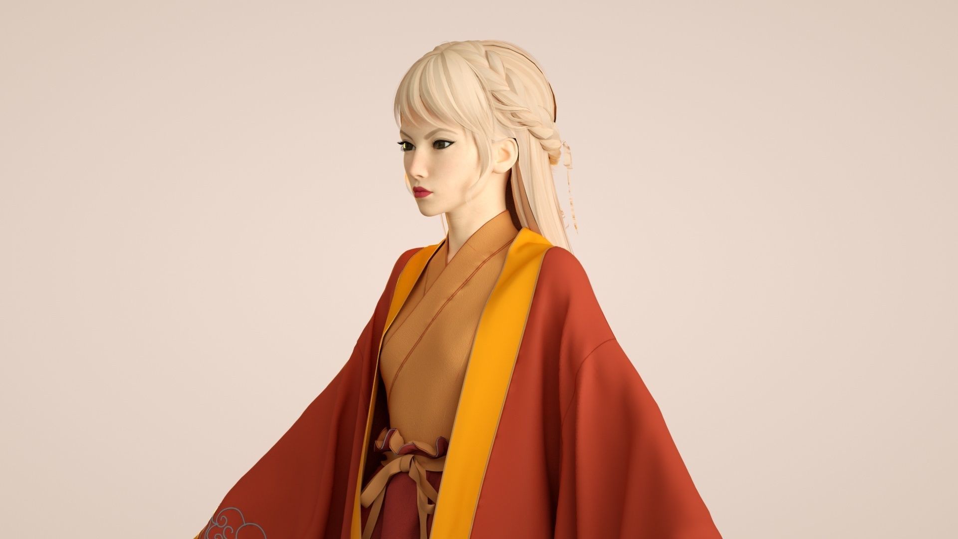 Hanfu women Hanfu chest-length skirts ancient characters 3D model ...