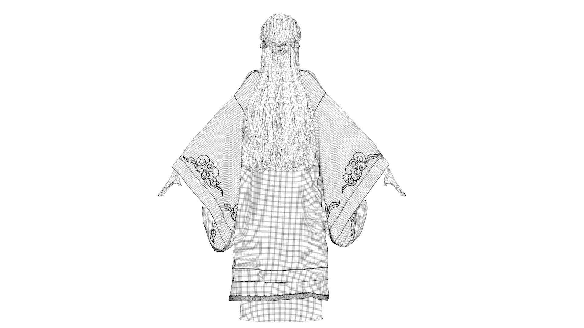 Hanfu women Hanfu chest-length skirts ancient characters 3D model | CGTrader