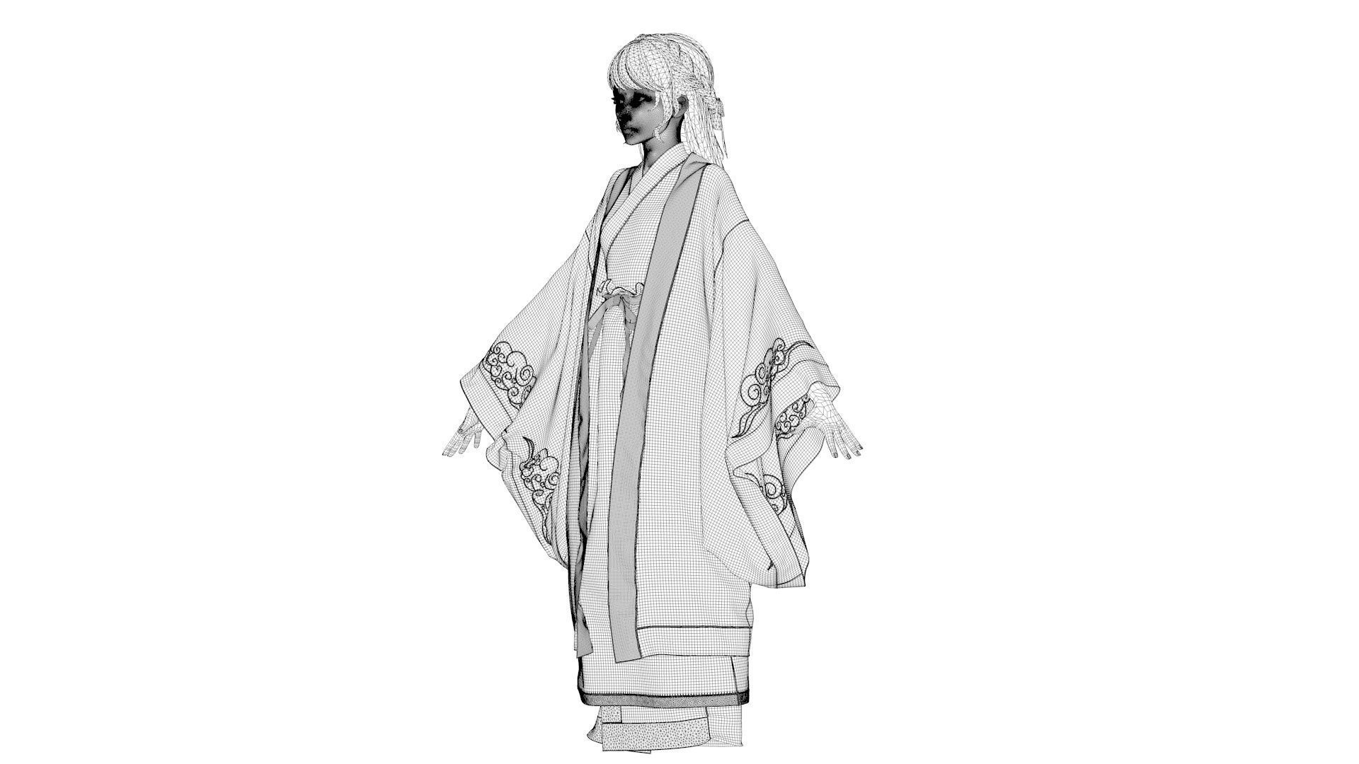 Hanfu women Hanfu chest-length skirts ancient characters 3D model | CGTrader