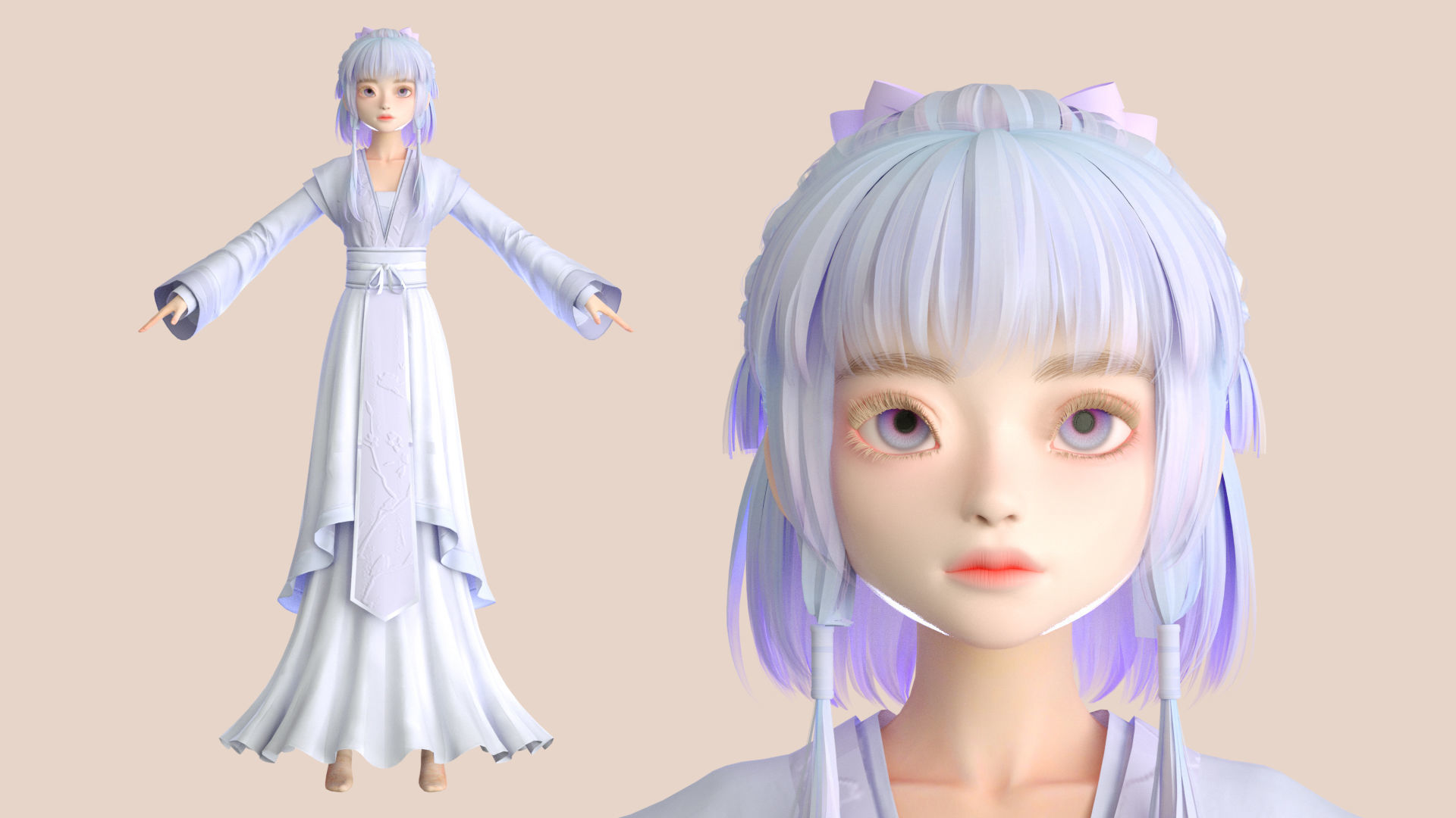 Cartoon Hanfu girl Hanfu chest-length skirt skirt skirt 3D model | CGTrader