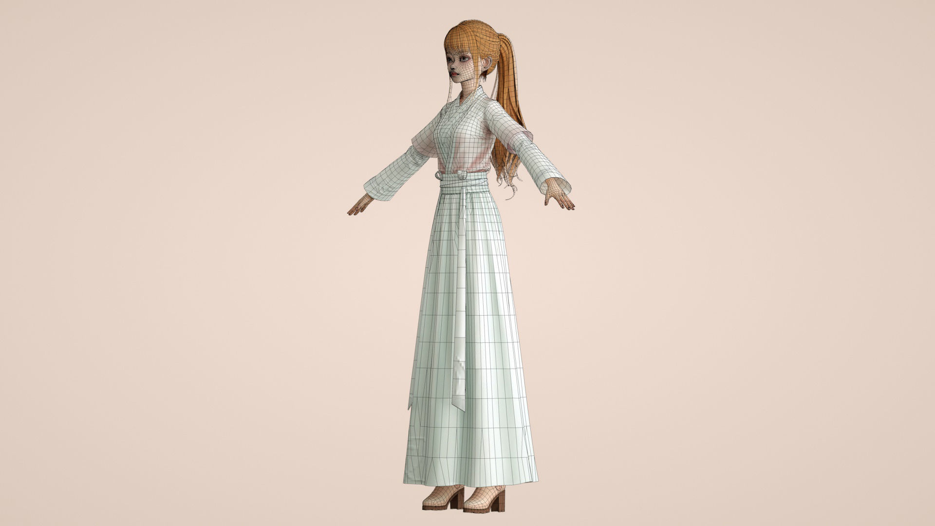 Cartoon Hanfu Twin Maids Maids Slaves Chivalrous Girls Girls 3d Model Cgtrader