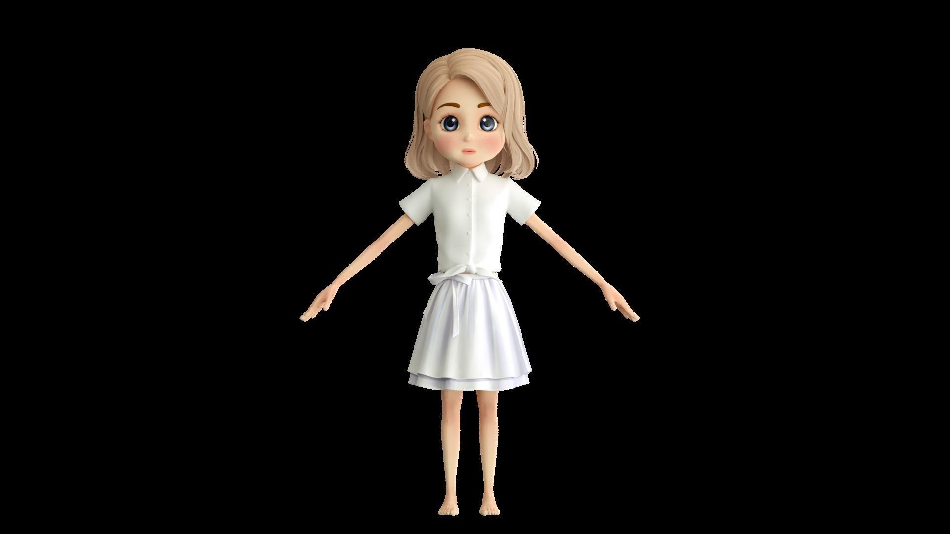 cartoon girl little girl kid student 3D model | CGTrader