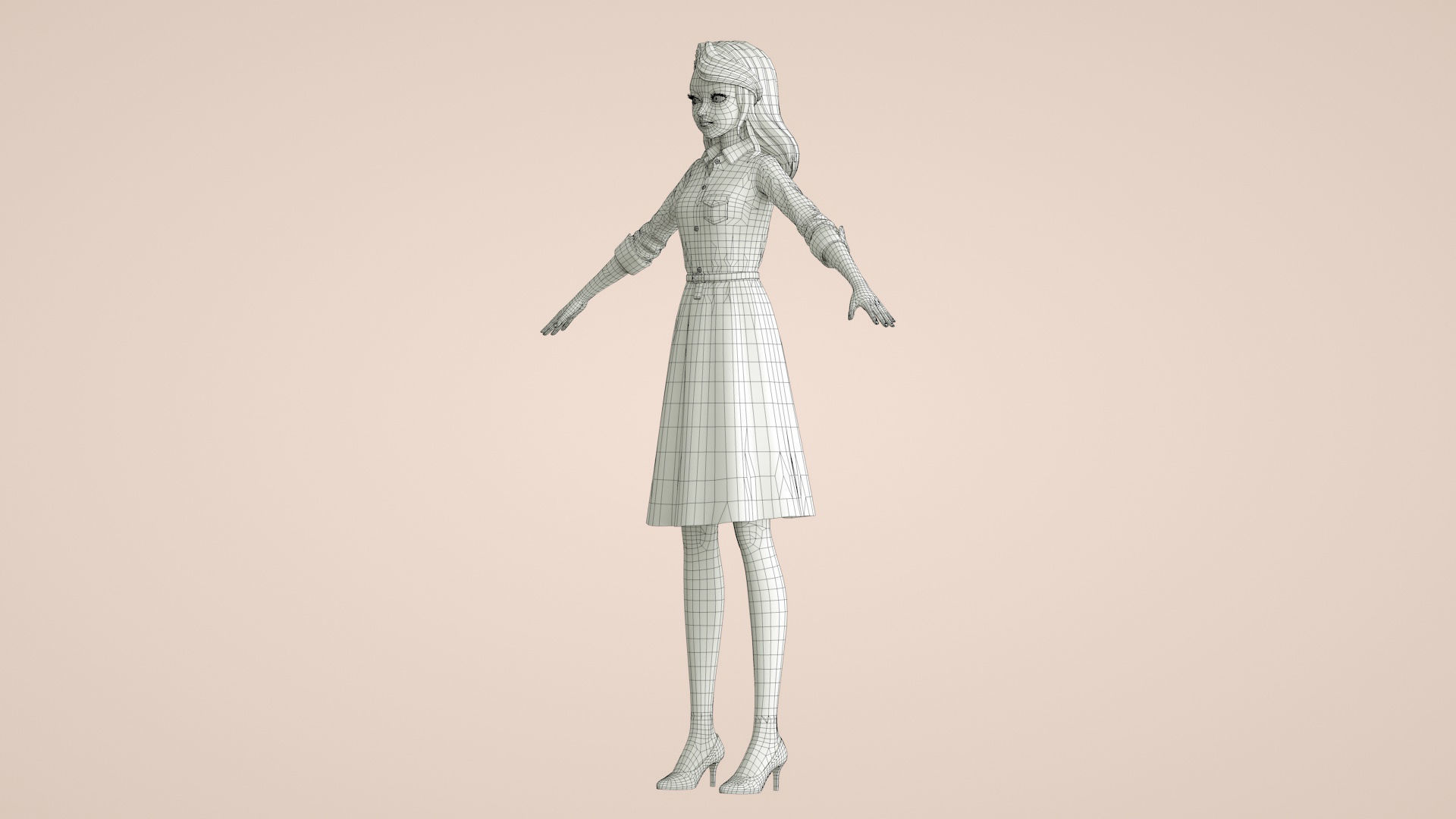 Cartoon aunt professional white-collar secretary sister 3D model | CGTrader