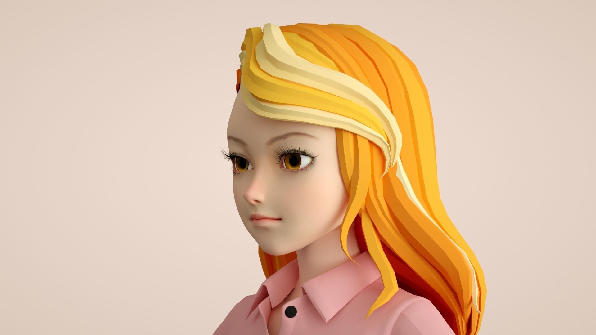 Cartoon aunt professional white-collar secretary sister 3D model | CGTrader