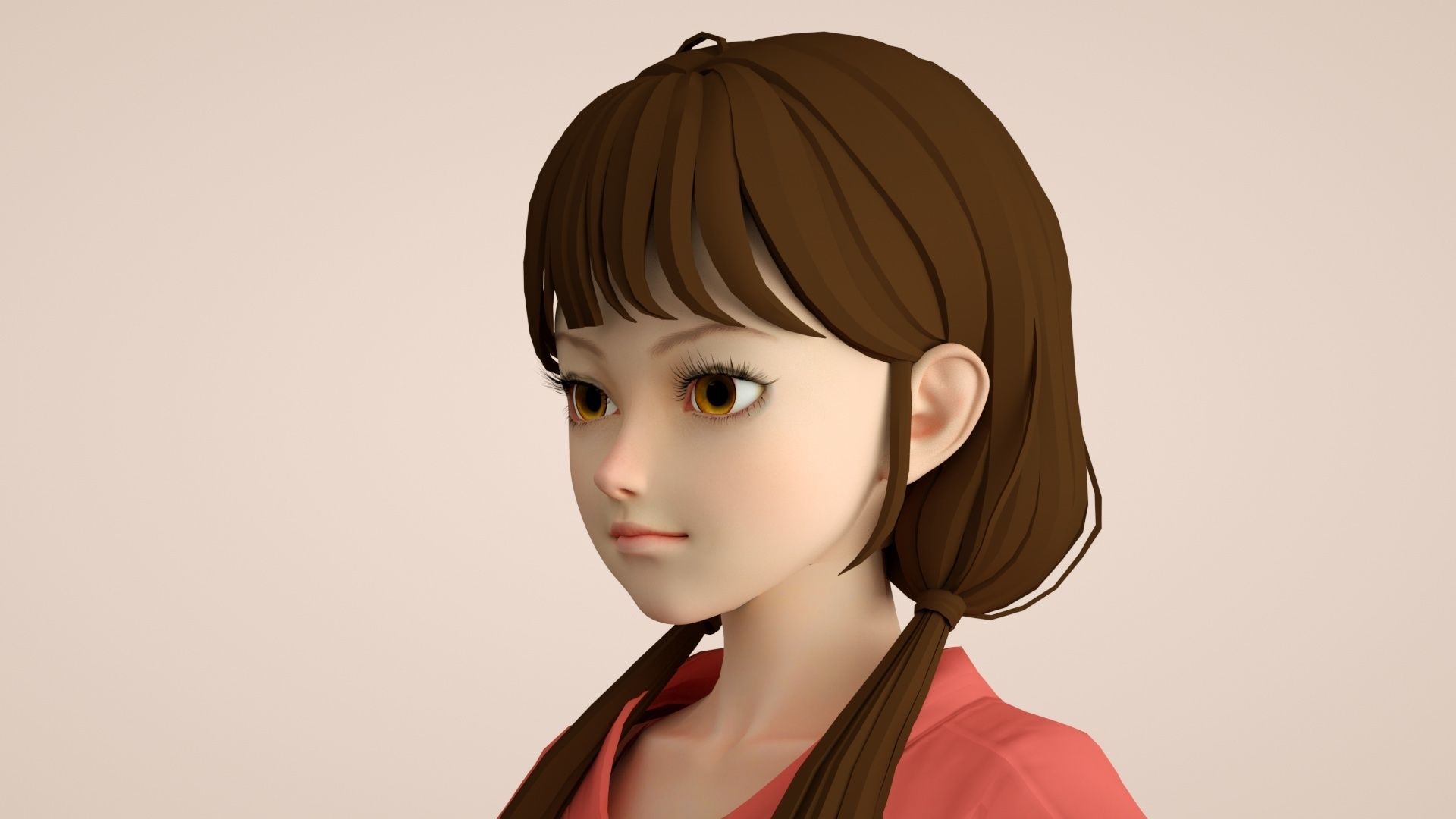 cartoon girl girl little girl student 3D model | CGTrader