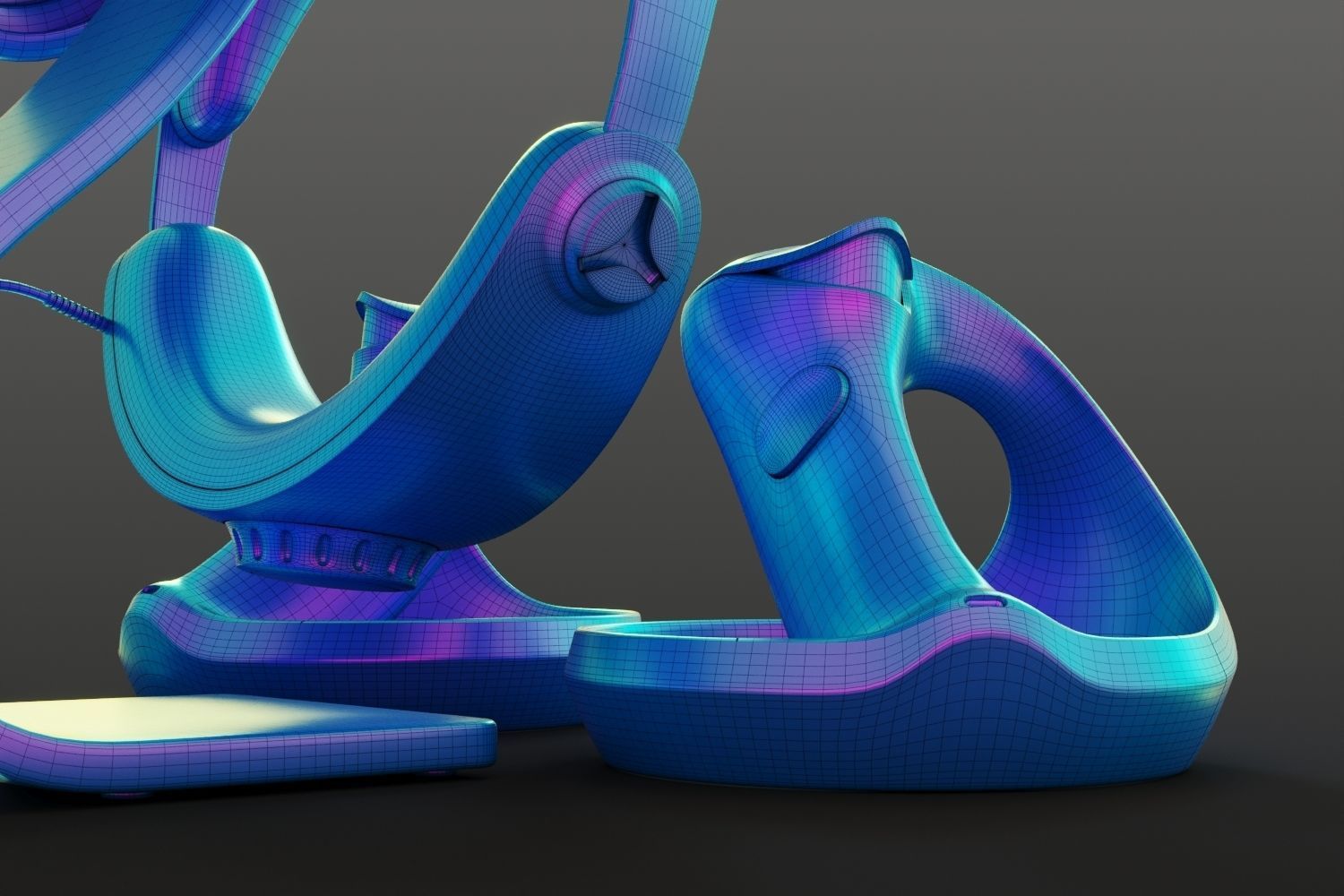 Modern VR helmet and controllers on stand 3D model | CGTrader