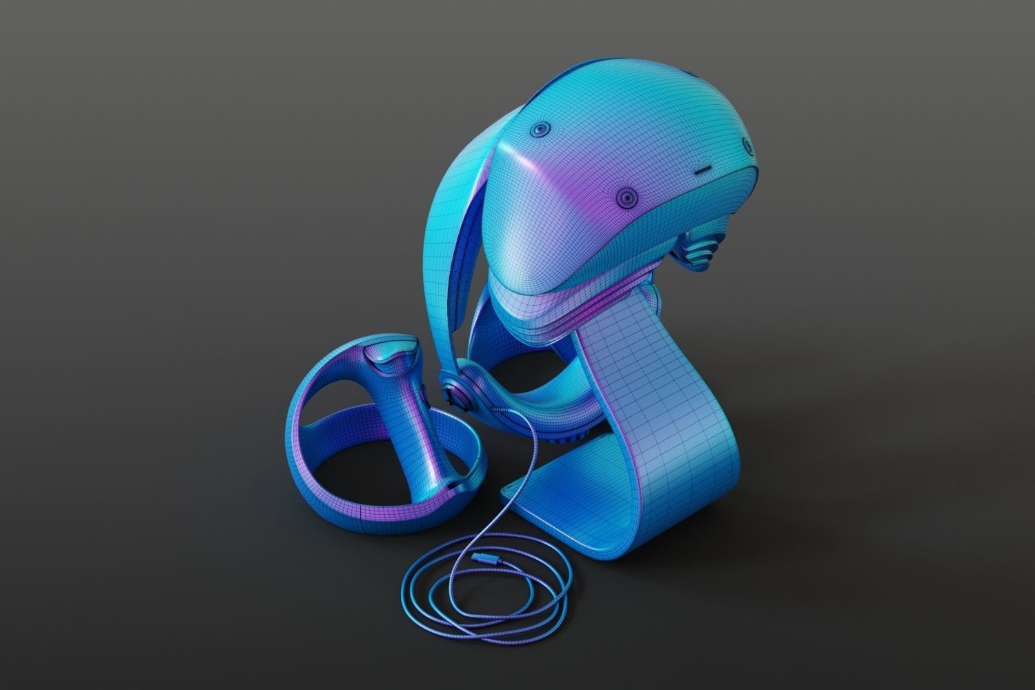 Modern VR helmet and controllers on stand 3D model | CGTrader