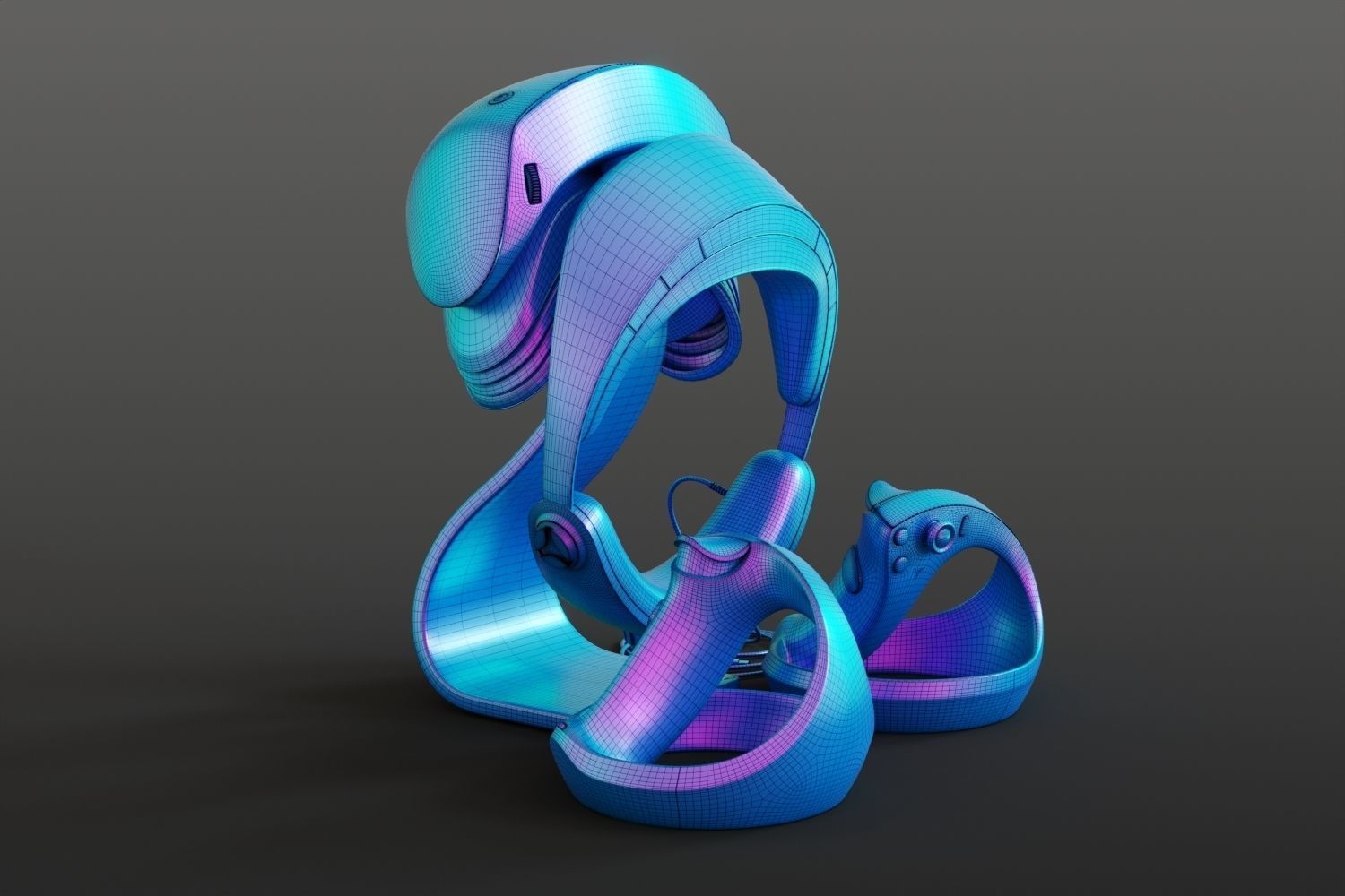 Modern VR helmet and controllers on stand 3D model | CGTrader