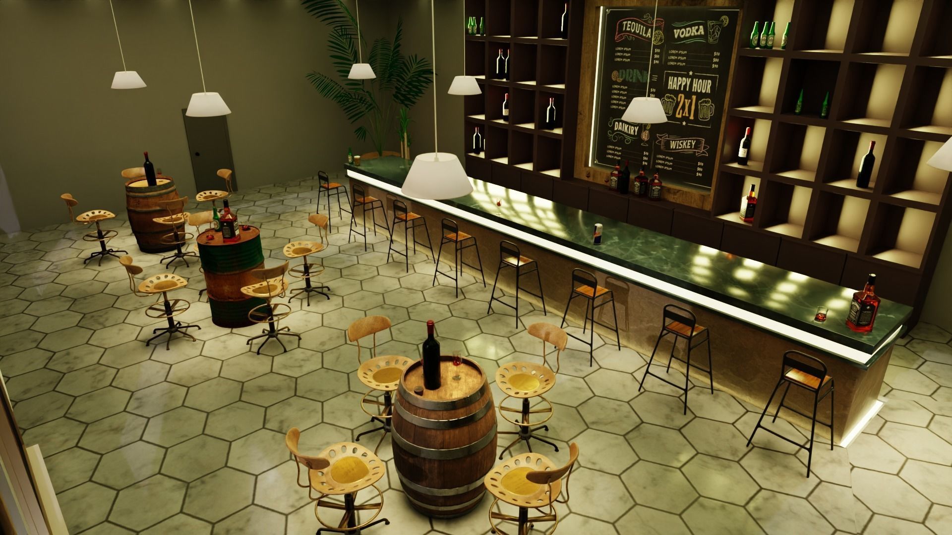 3D model Pub Bar Interior VR / AR / low-poly | CGTrader