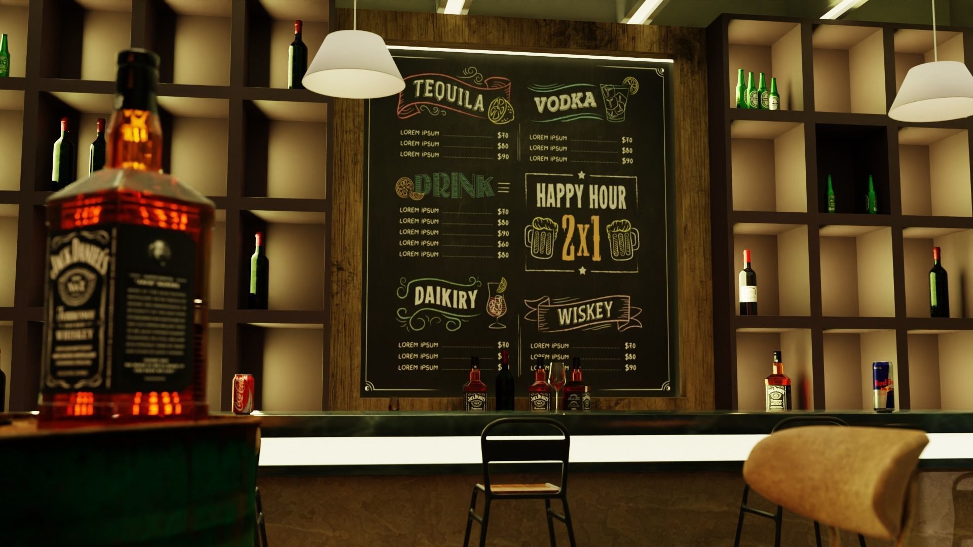 3D model Pub Bar Interior VR / AR / low-poly | CGTrader