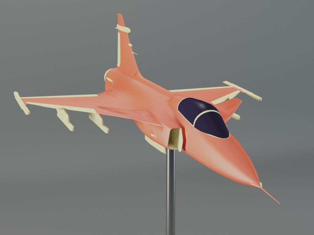 Gripen orange fighter jet 3D model 3D printable | CGTrader